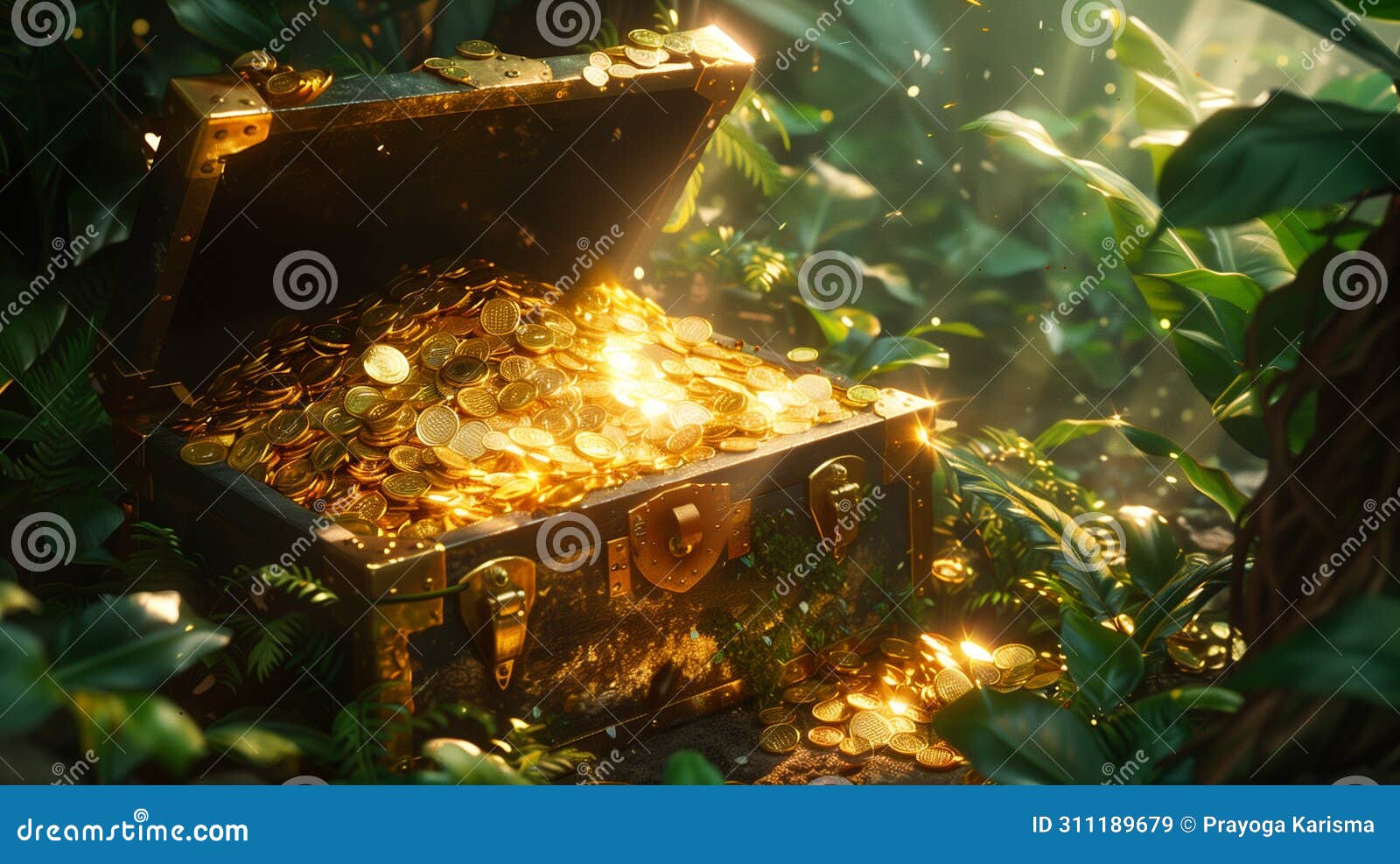 Treasure Chest Full of Gold Background Stock Image - Image of safe ...