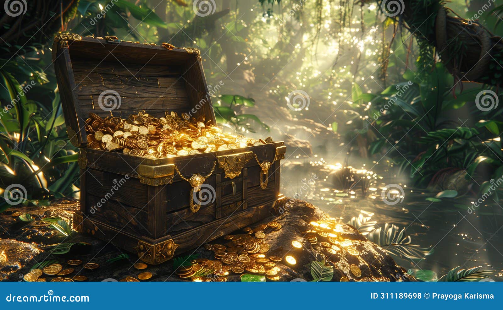 Treasure Chest Full of Gold Background Stock Photo - Image of antique ...