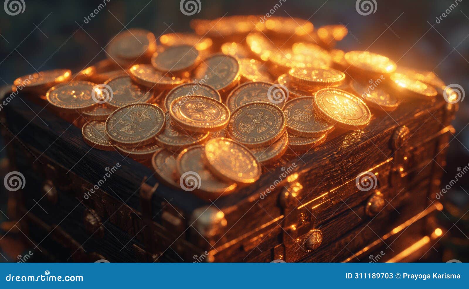 Treasure Chest Full of Gold Background Stock Image - Image of currency ...