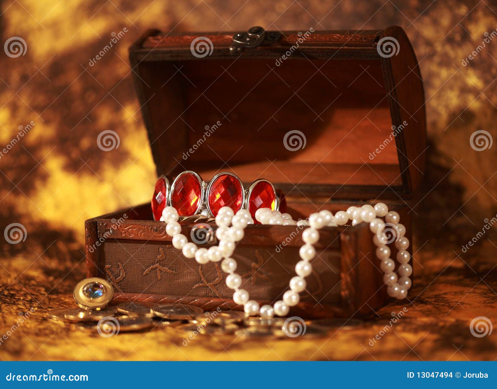 Treasure Chest Full of Jewelry Stock Photo - Image of cabochon, metal ...