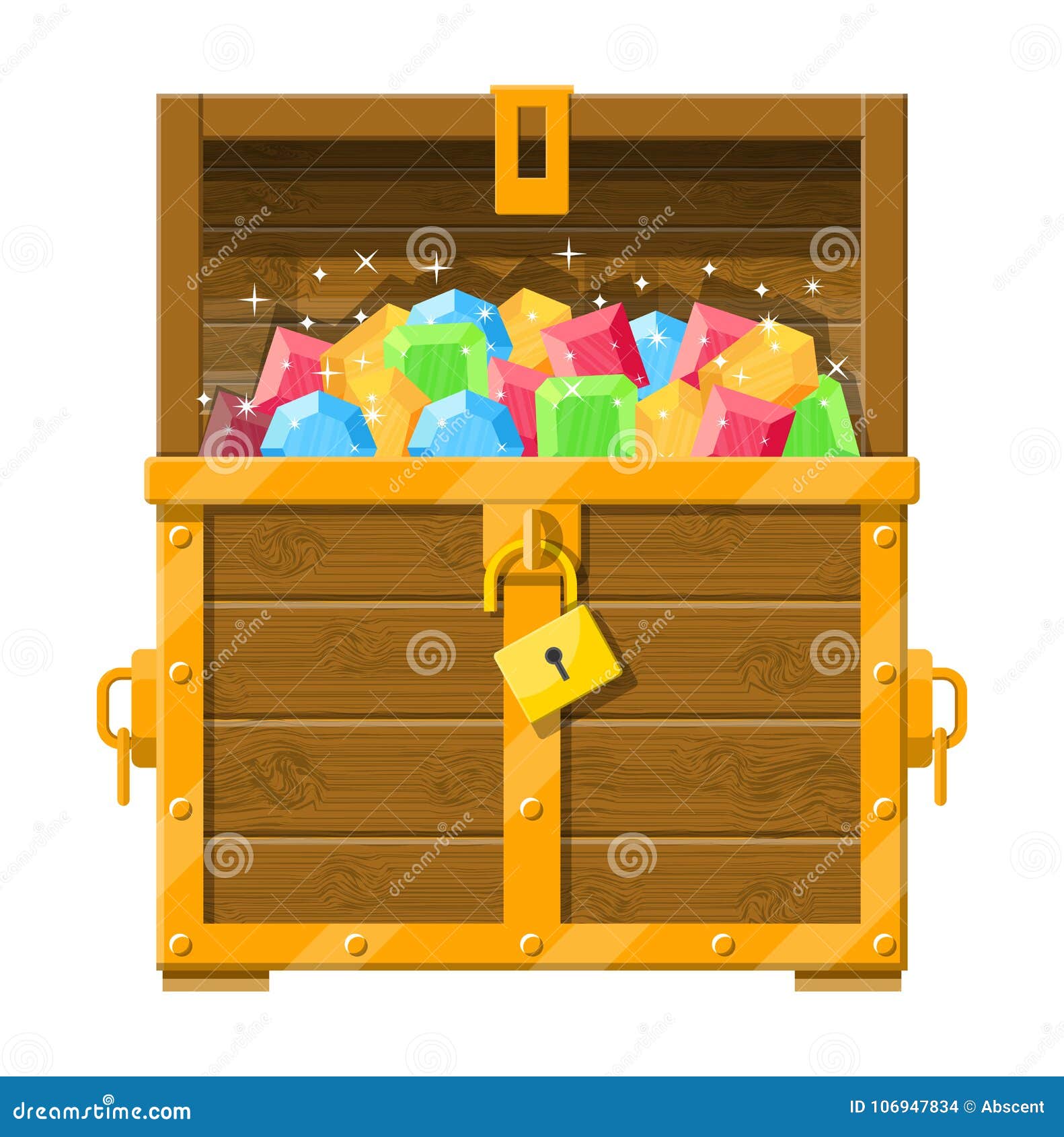 Treasure Chest Full of Various Diamonds. Stock Vector - Illustration of ...