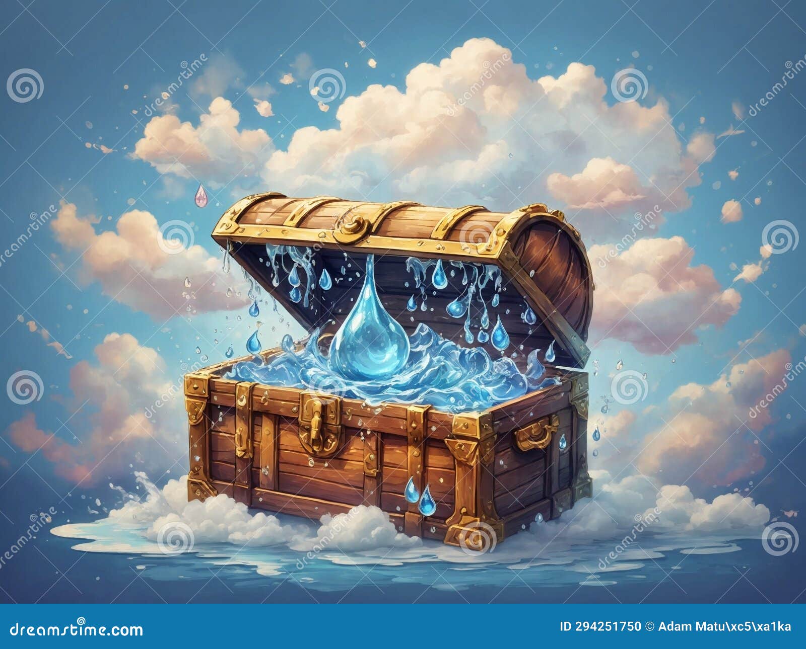 Treasure Chest Full of Water, Ai Generated Stock Illustration ...
