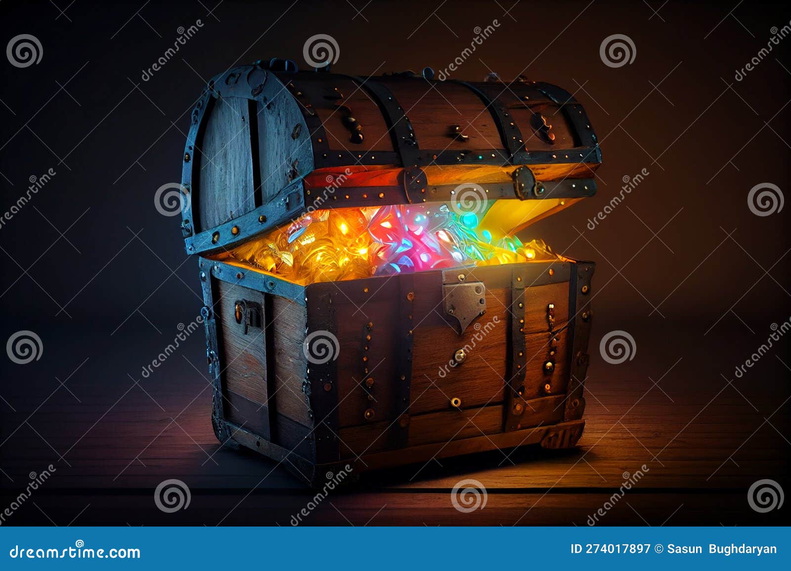 Treasure Chest with Glowing Lights on Dark Background.generative Ai ...