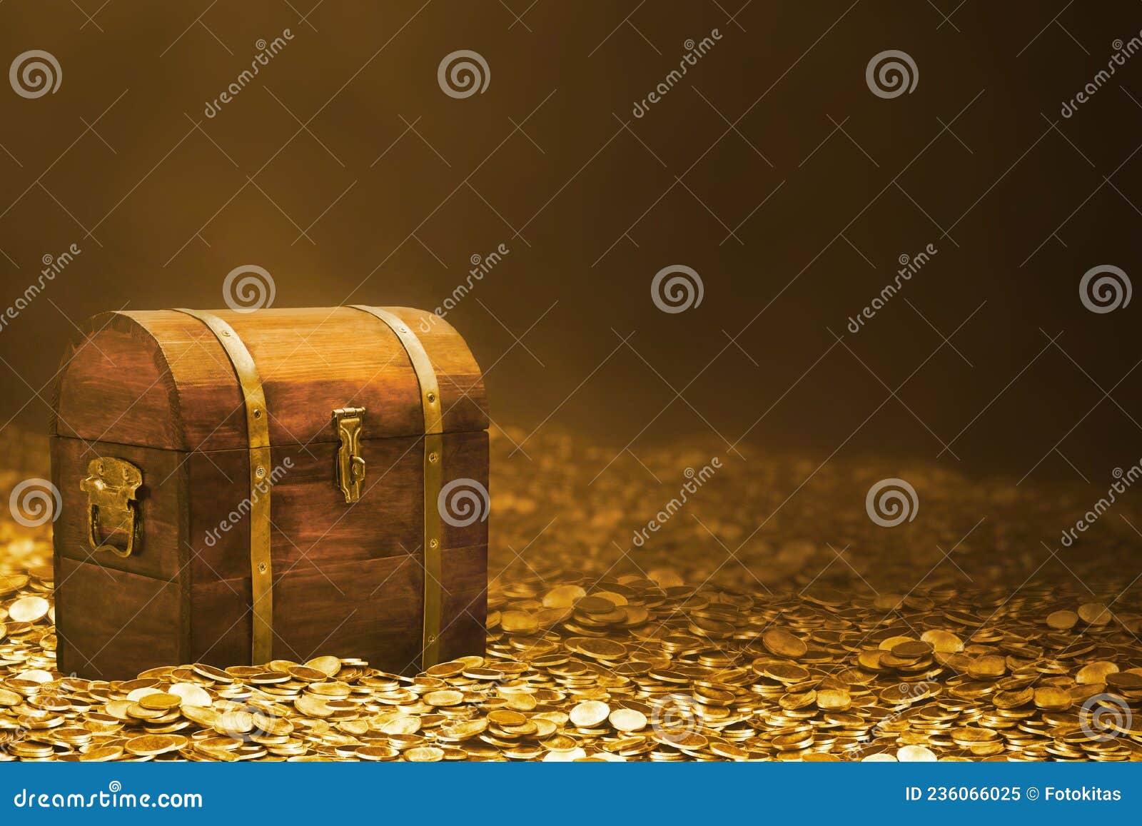 Treasure Chest with Gold Coin Stock Image - Image of light, black ...