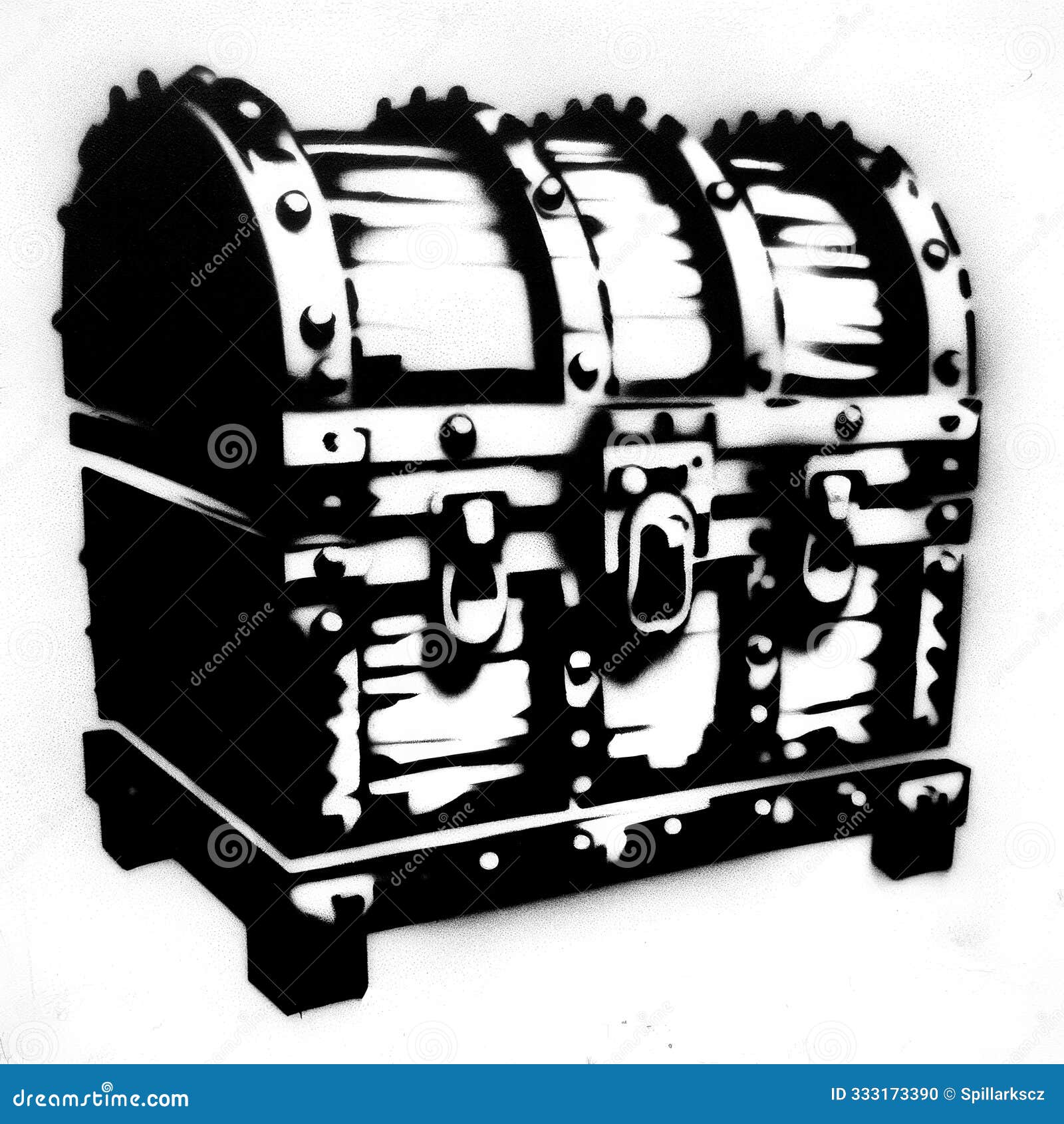 Treasure-chest Graffiti Stencil-art Style,black and White Stock ...