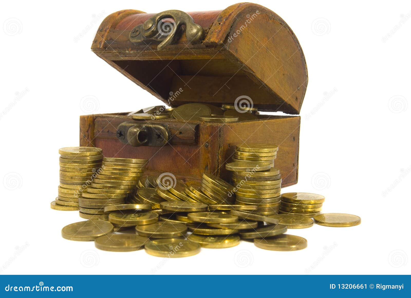 Treasure Chest Isolated on White Stock Image - Image of coin, savings ...