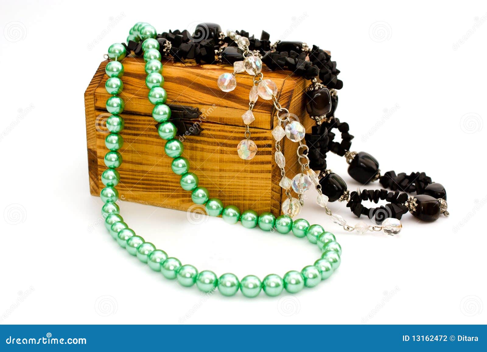 Treasure Chest with Jewelry Stock Photo - Image of stones, necklaces ...
