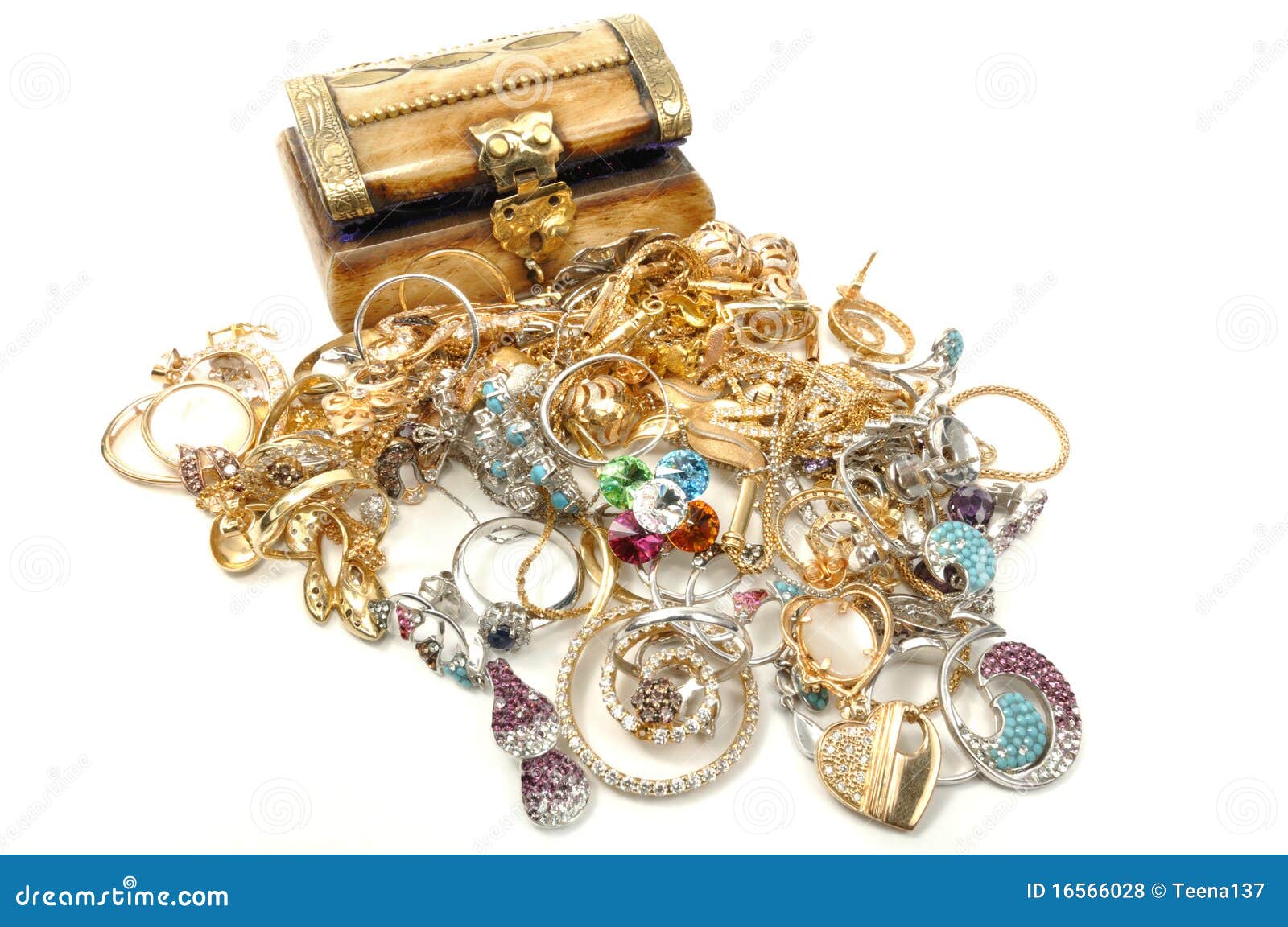 Treasure Chest with Jewelry Stock Photo - Image of shape, isolated ...