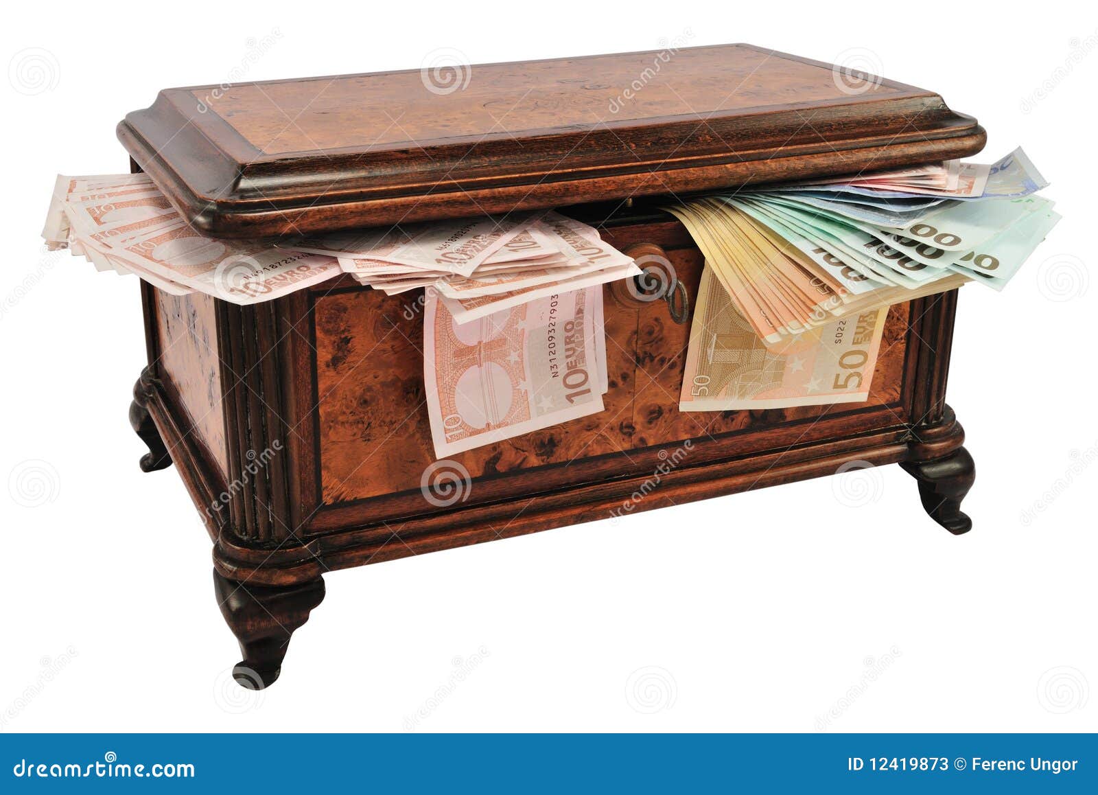 Treasure chest with money stock image. Image of finance - 12419873