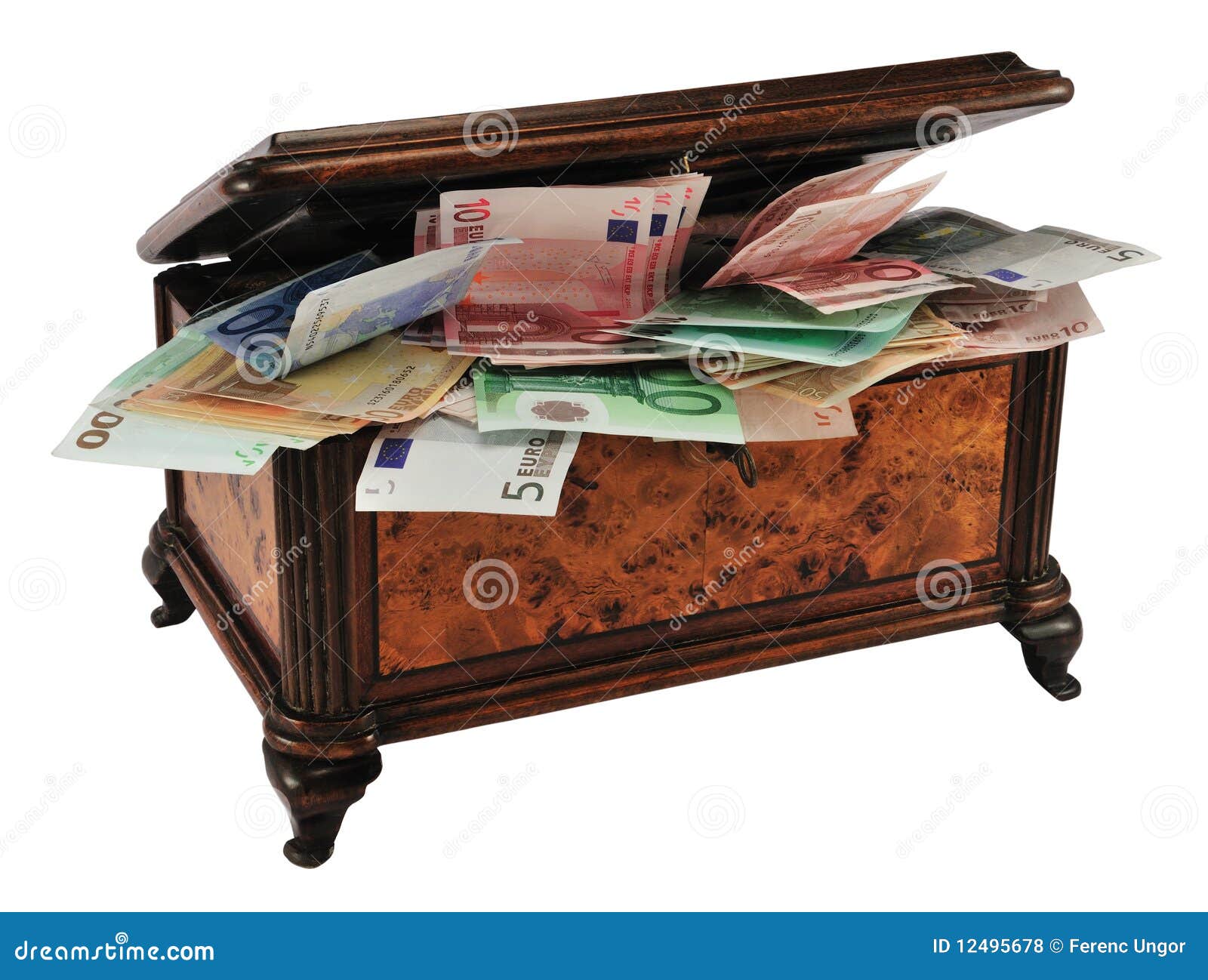 Treasure chest with money stock photo. Image of paper - 12495678