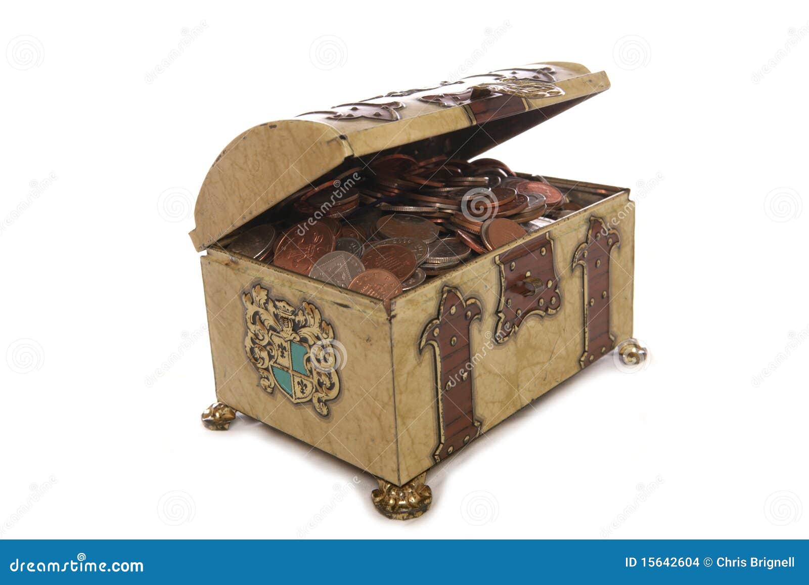 Treasure chest with money stock photo. Image of white - 15642604