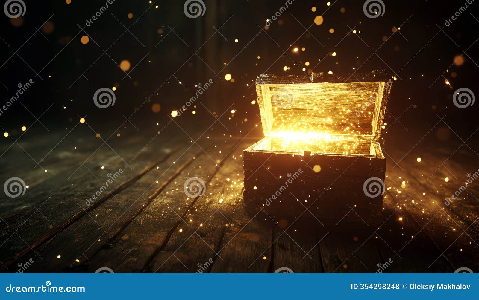 Treasure Chest - Open Ancient Trunk with Glowing Magic Lights in the ...