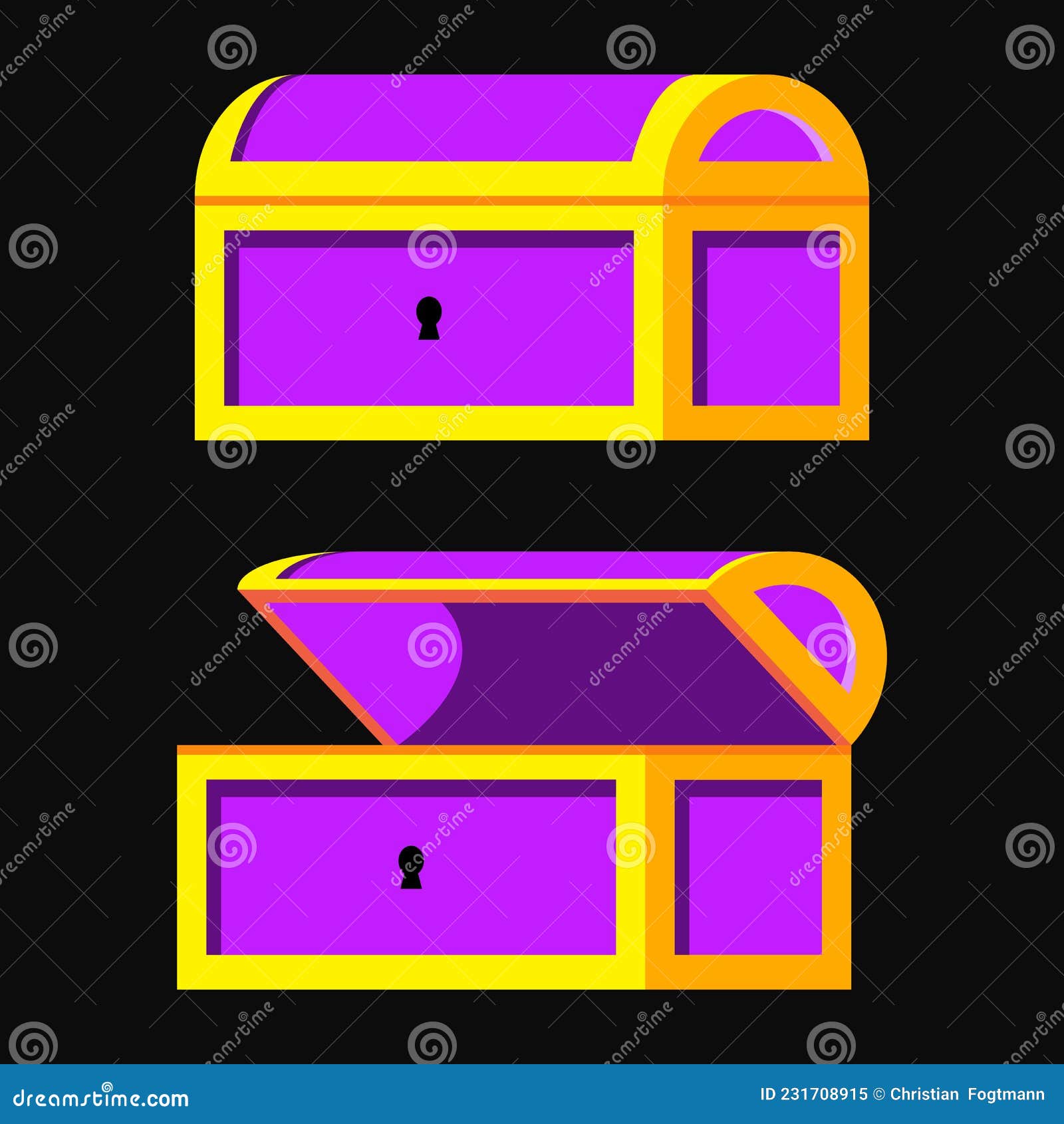 Treasure Chest Open and Closed - Flat Design Stock Illustration ...