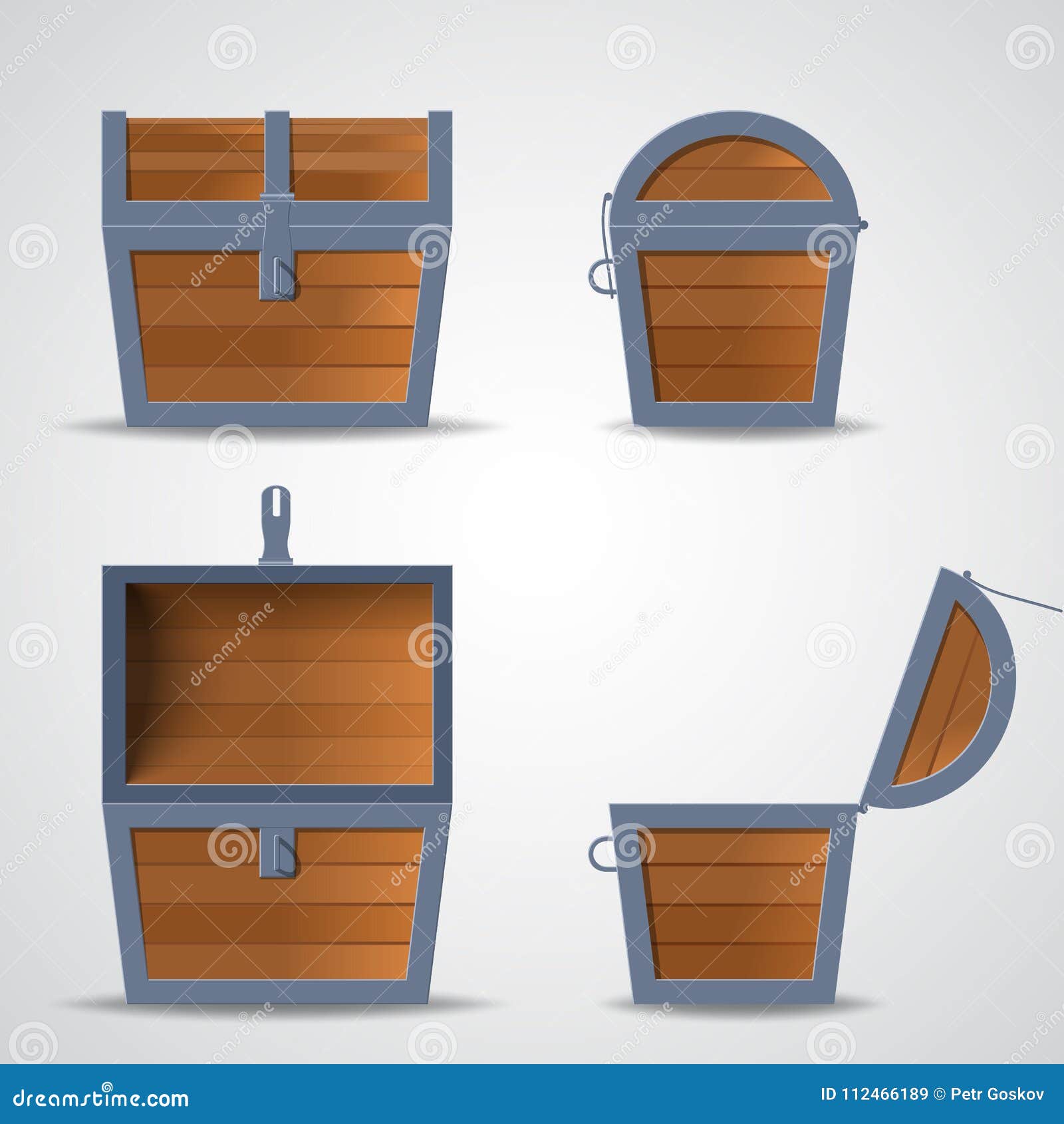 Treasure Chest flat stock vector. Illustration of golden - 112466189