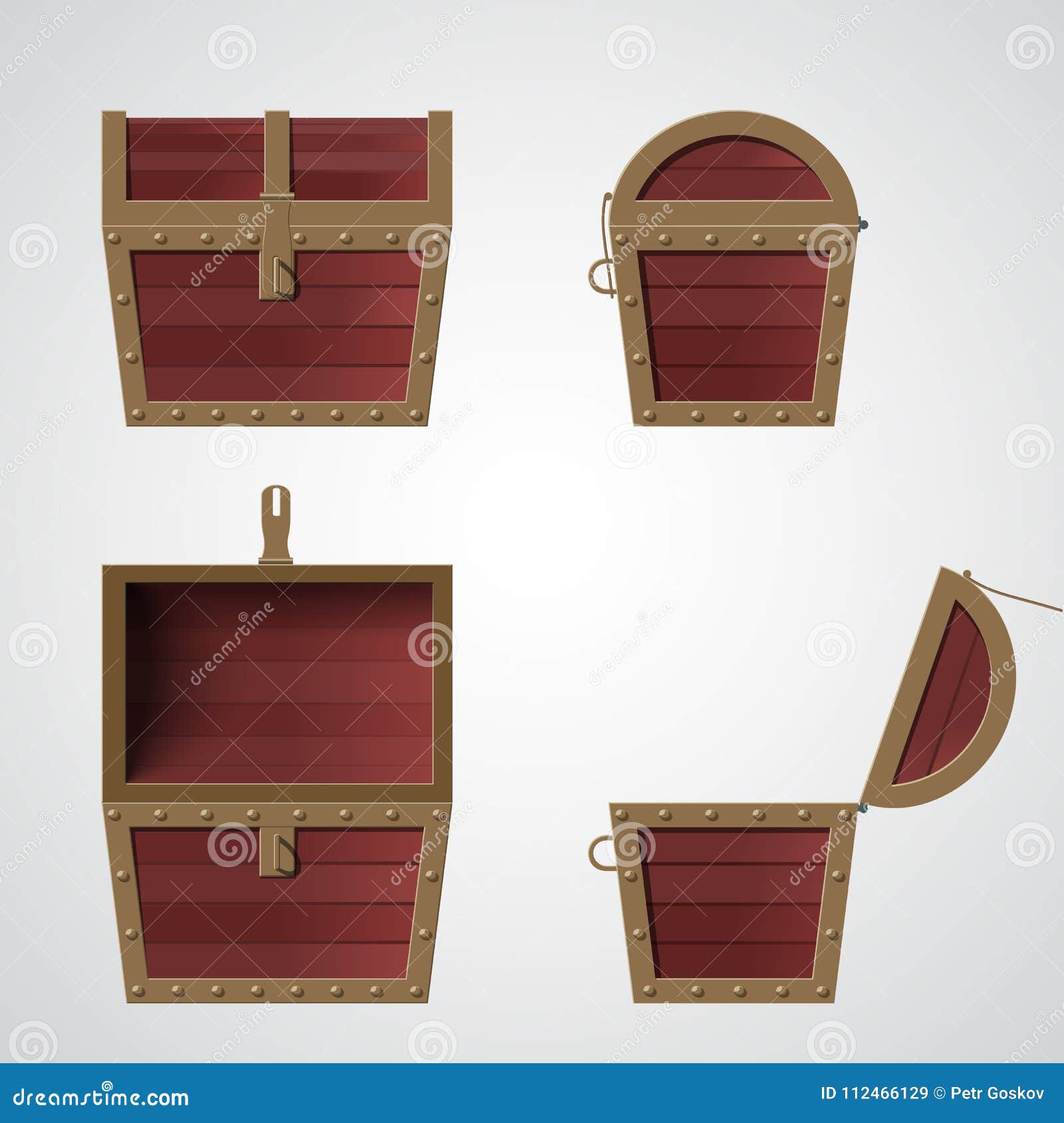 Treasure Chest flat stock vector. Illustration of open - 112466129