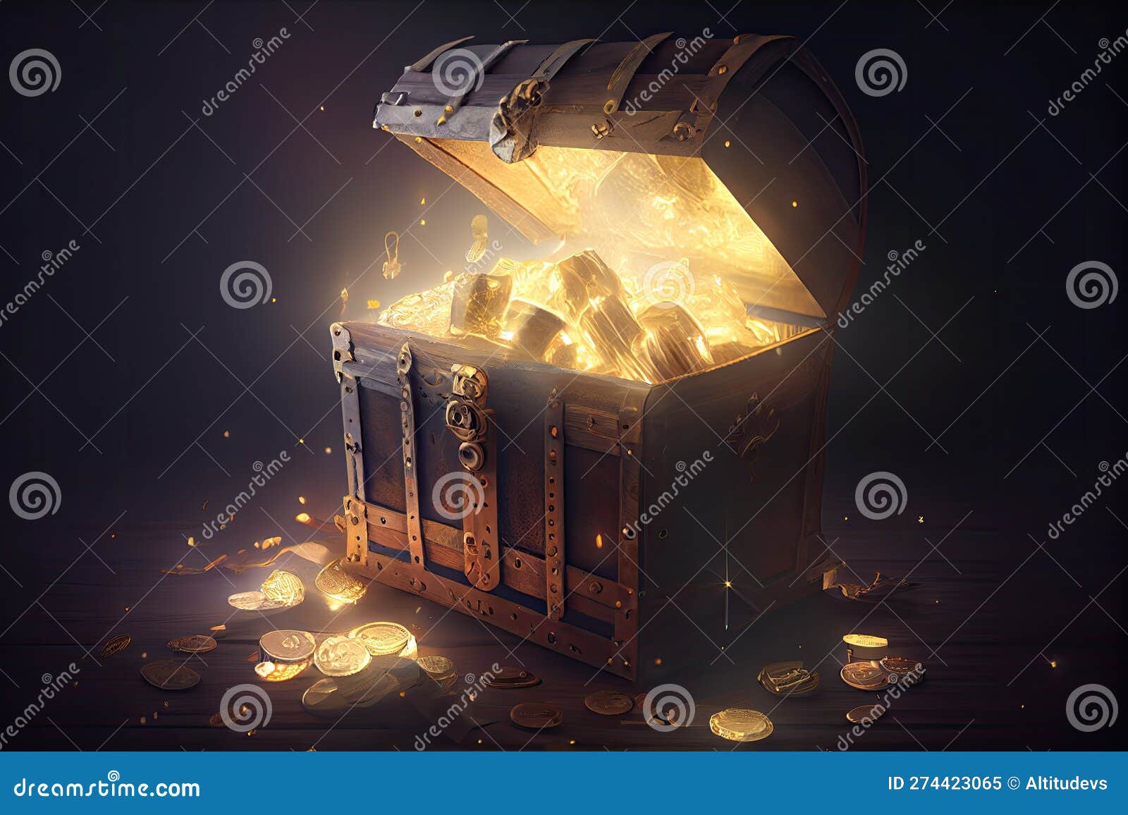 Treasure Chest Overflowing with Gold Coins, Shining in the Light Stock ... Treasure Chest Overflowing with Gold Coins, Shining in the Light Stock ...