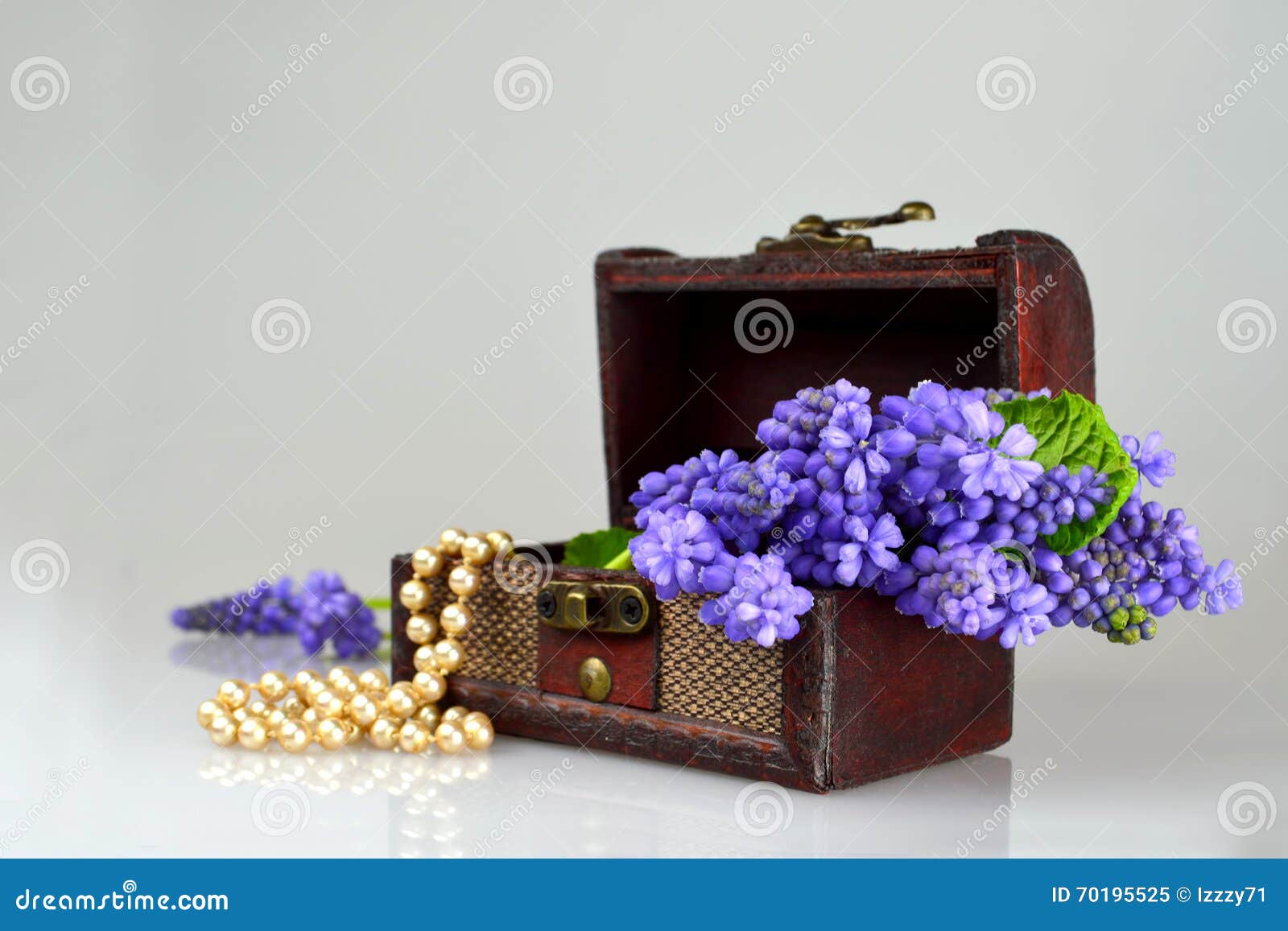 Treasure Chest, Pearls and Spring Flowers Stock Image - Image of ...