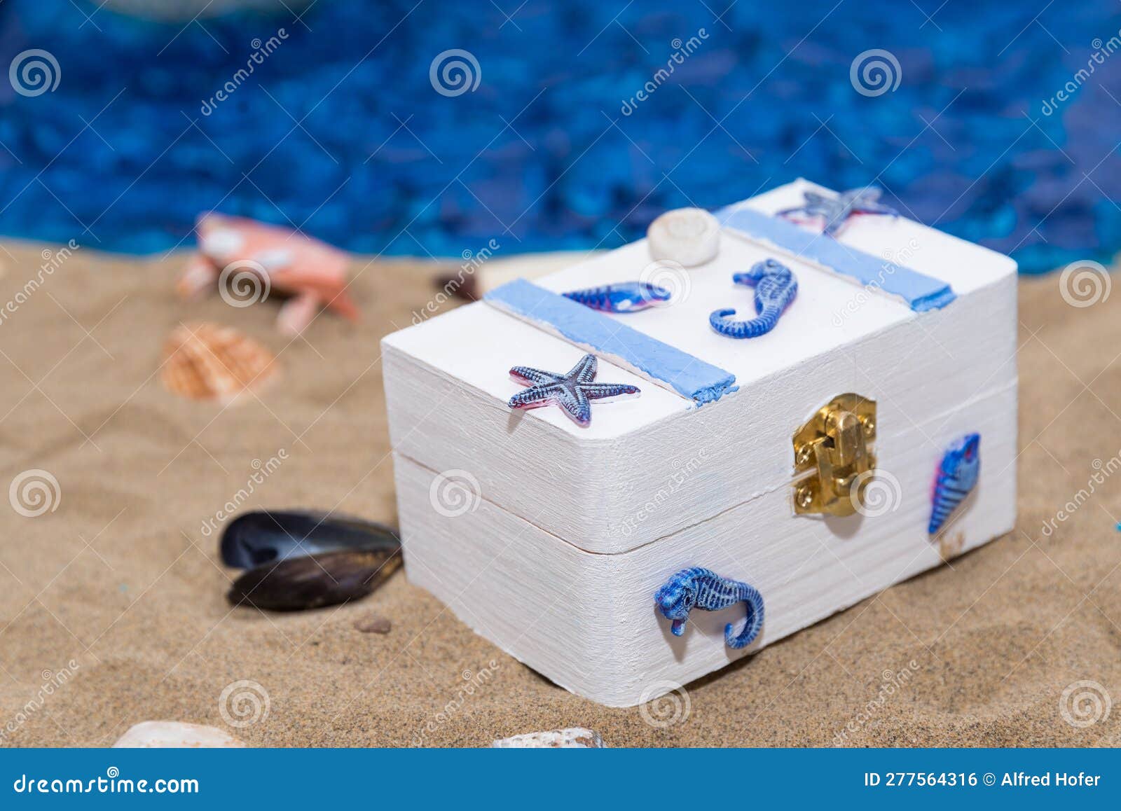 Treasure Chest on the Sea Beach Stock Photo - Image of vacation ...