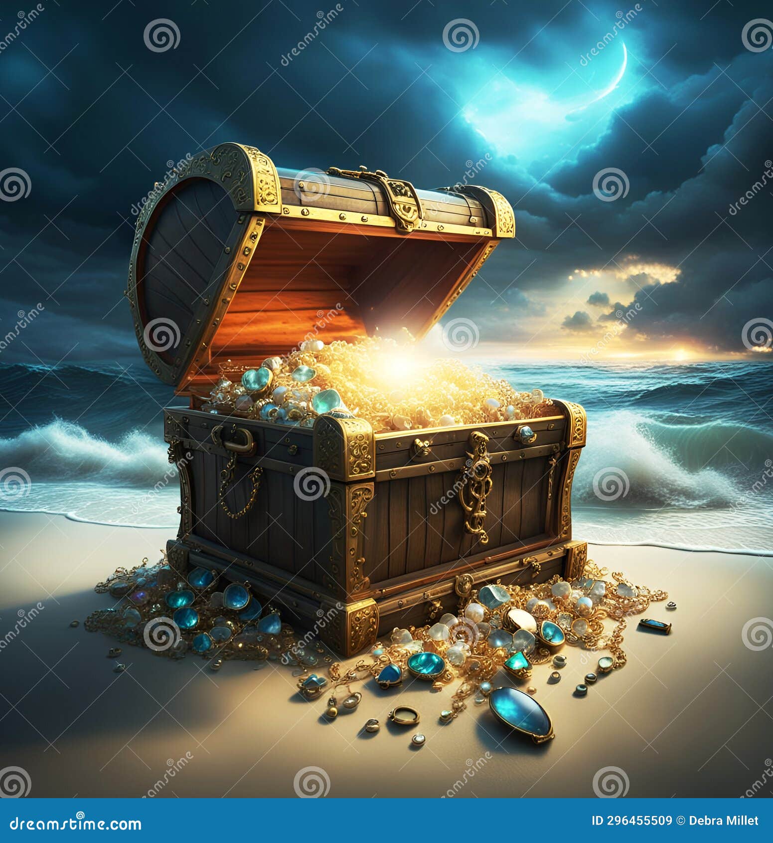 Treasure Chest on the Shore of a Tropical Island Concept Stock ...