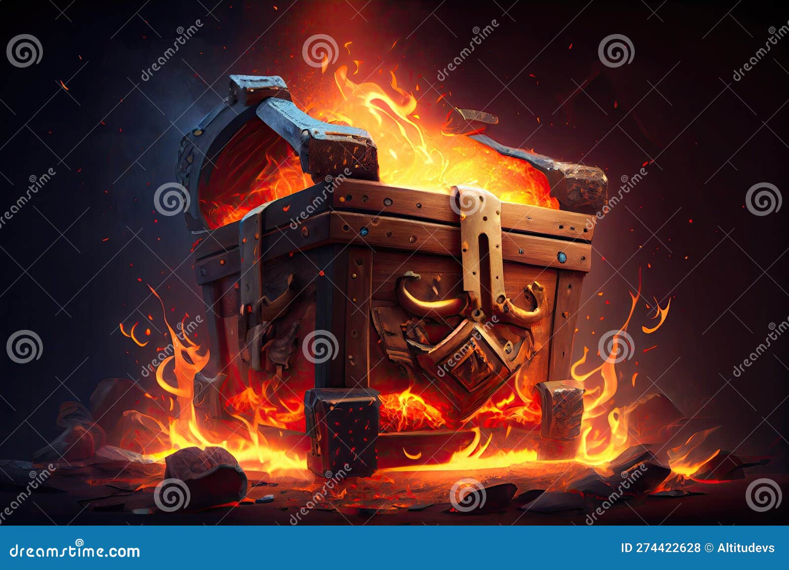 Treasure Chest Surrounded by Flames, Adding an Element of Danger To the ...