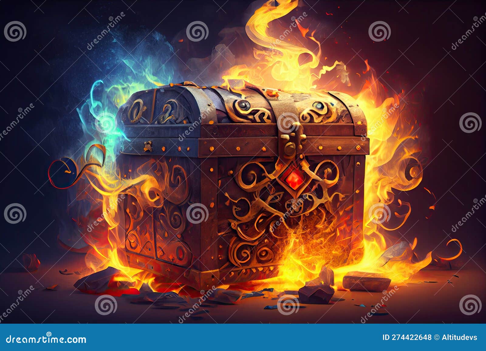 Treasure Chest Surrounded by Flames, Adding an Element of Danger To the ...