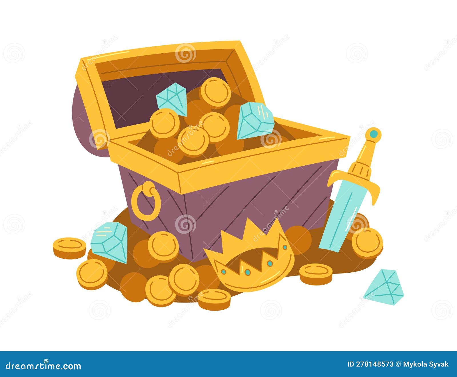 Treasure Chest with Sword stock vector. Illustration of sword - 278148573