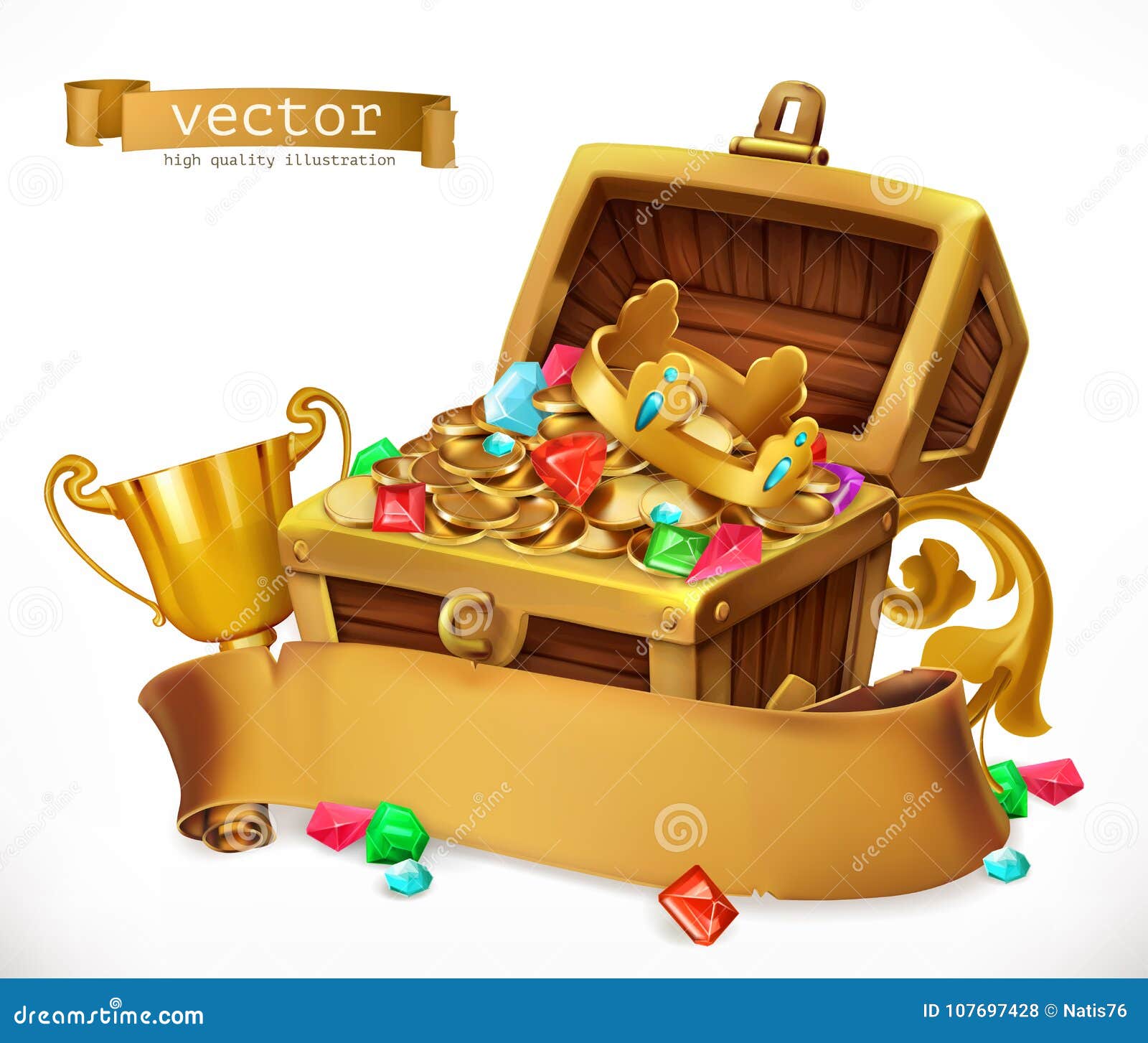 Treasure Chest. Vector Icon Stock Vector - Illustration of coat, chest ...