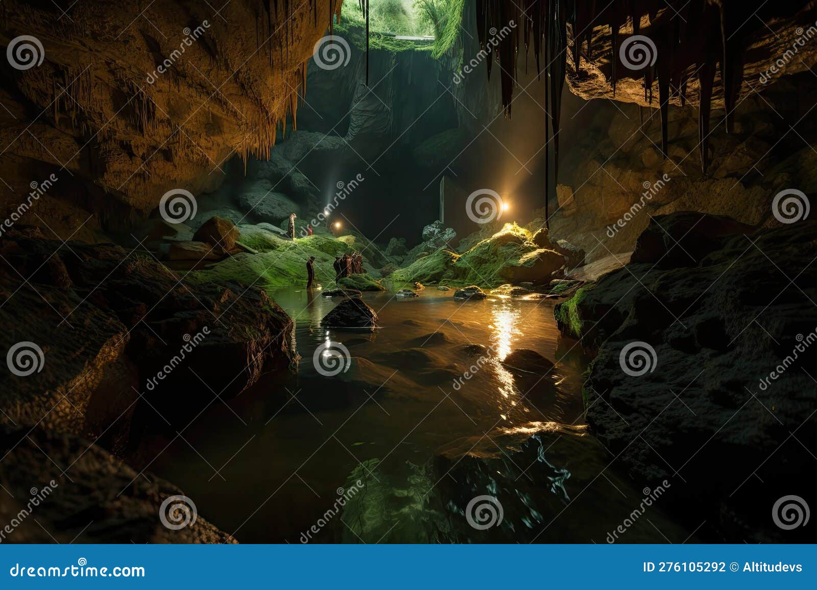 Treasure Hidden in the Depths of a Cave, Surrounded by Pools and ...