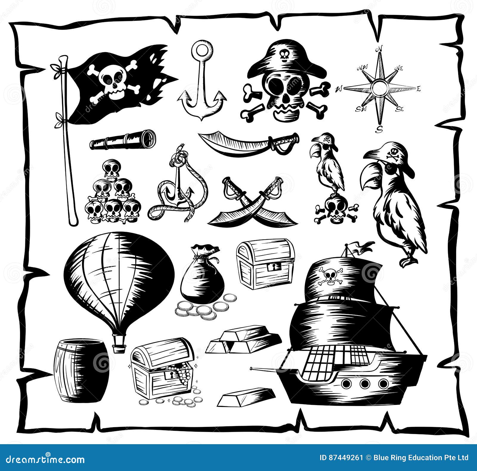 Treasure Hunt Symbol on Old Paper Stock Vector - Illustration of ...