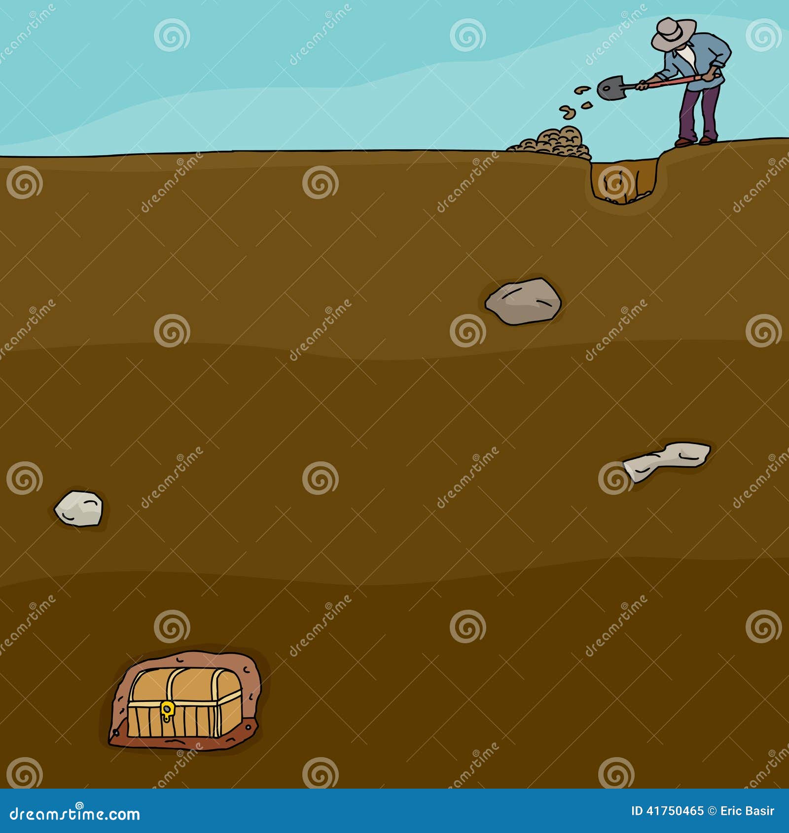 Treasure Hunter Digging stock vector. Illustration of motivation - 41750465
