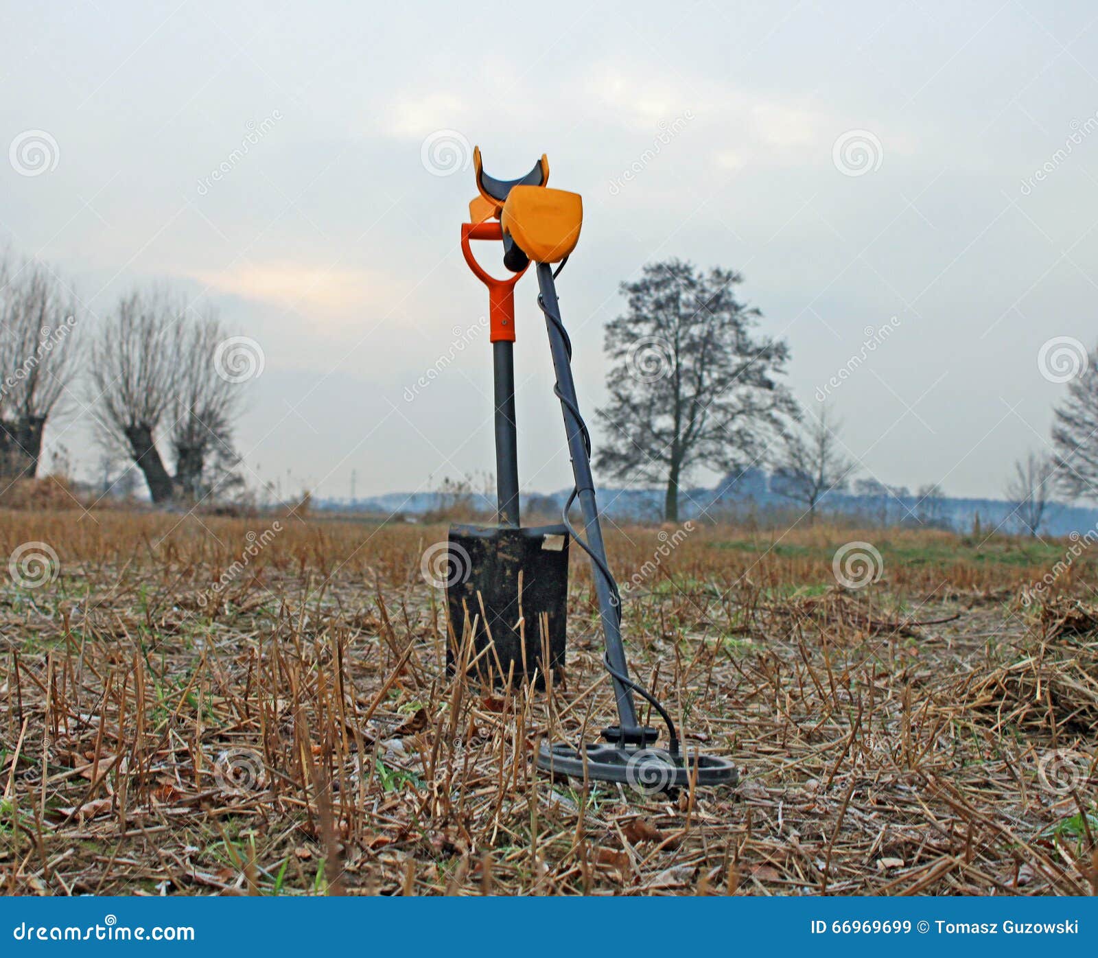 Treasure Hunter Equipment. Metal Detector and Shovel Stock Image ...