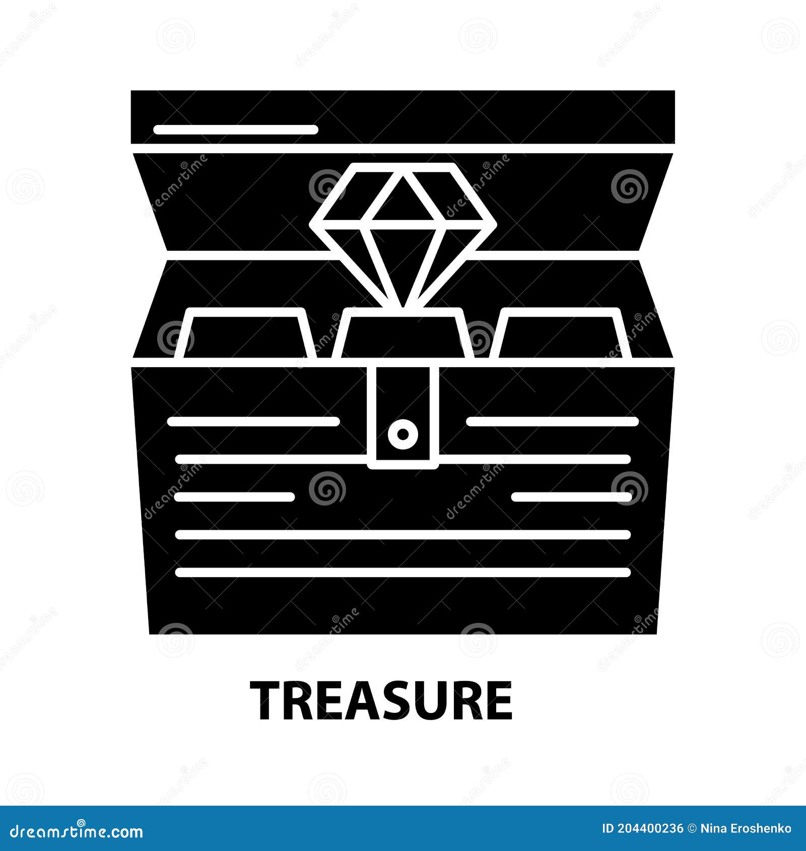Treasure Icon, Black Vector Sign with Editable Strokes, Concept ...