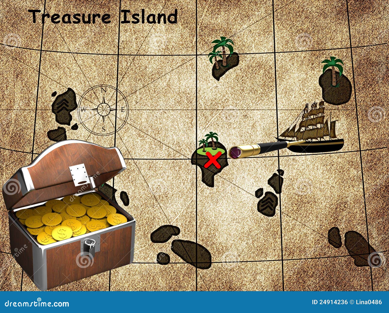 Treasure island stock illustration. Illustration of caribbean - 24914236