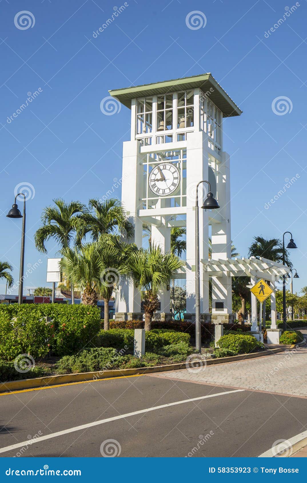 Treasure Island Clock Tower Stock Image - Image of clockworks, tampabay ...