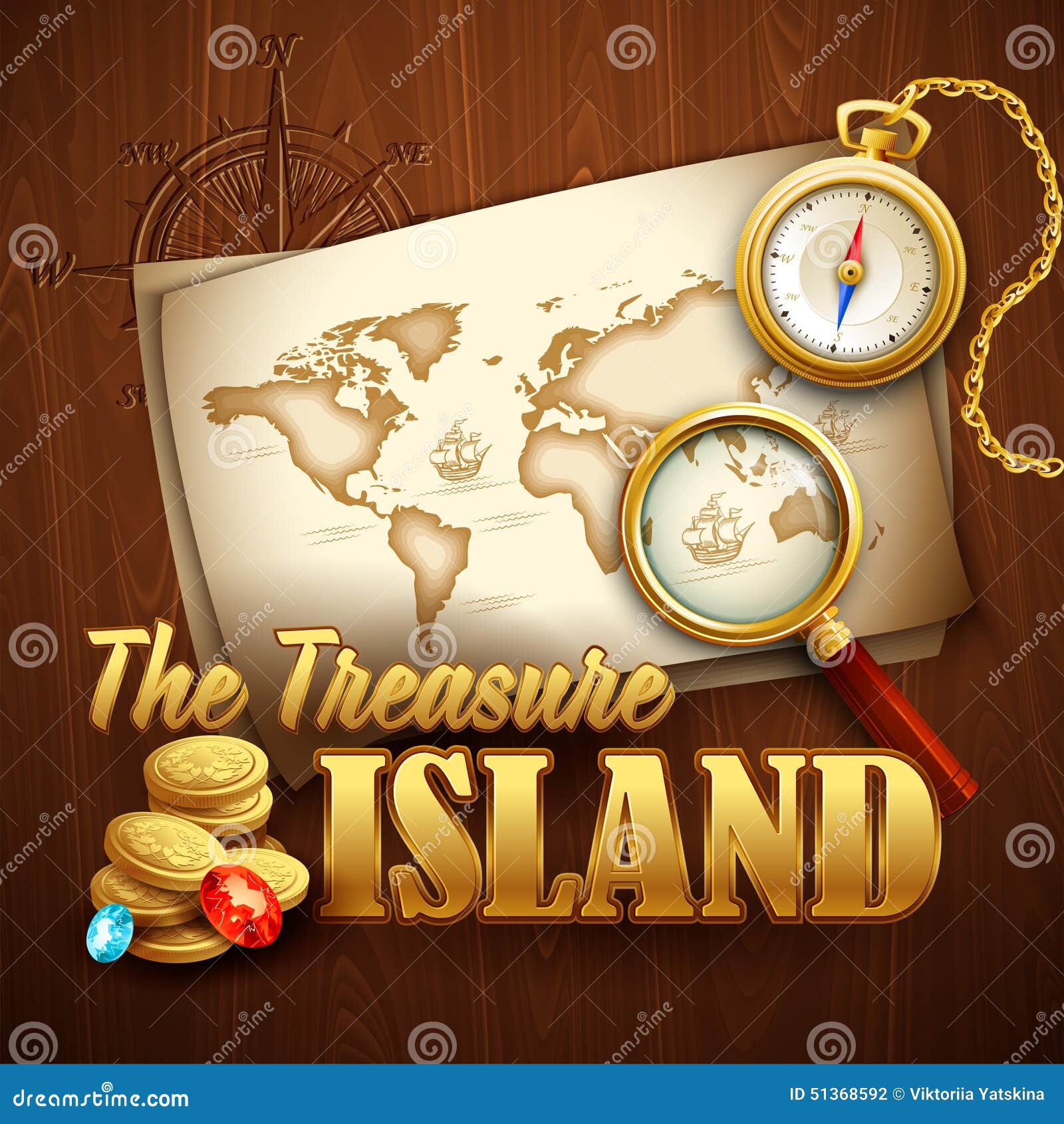 Treasure Island. Vector Template Stock Vector - Illustration of banner ...