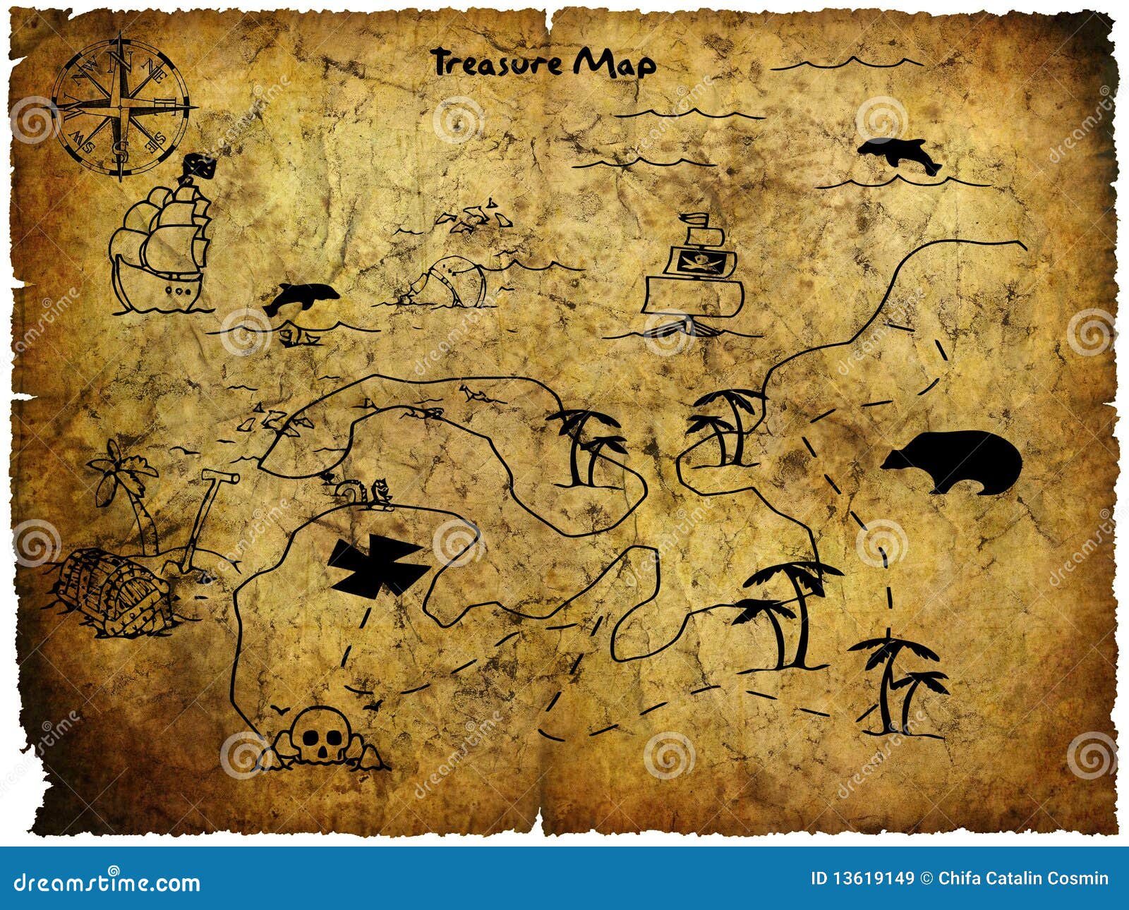 Treasure Map Royalty Free Stock Images - Image: 13619149