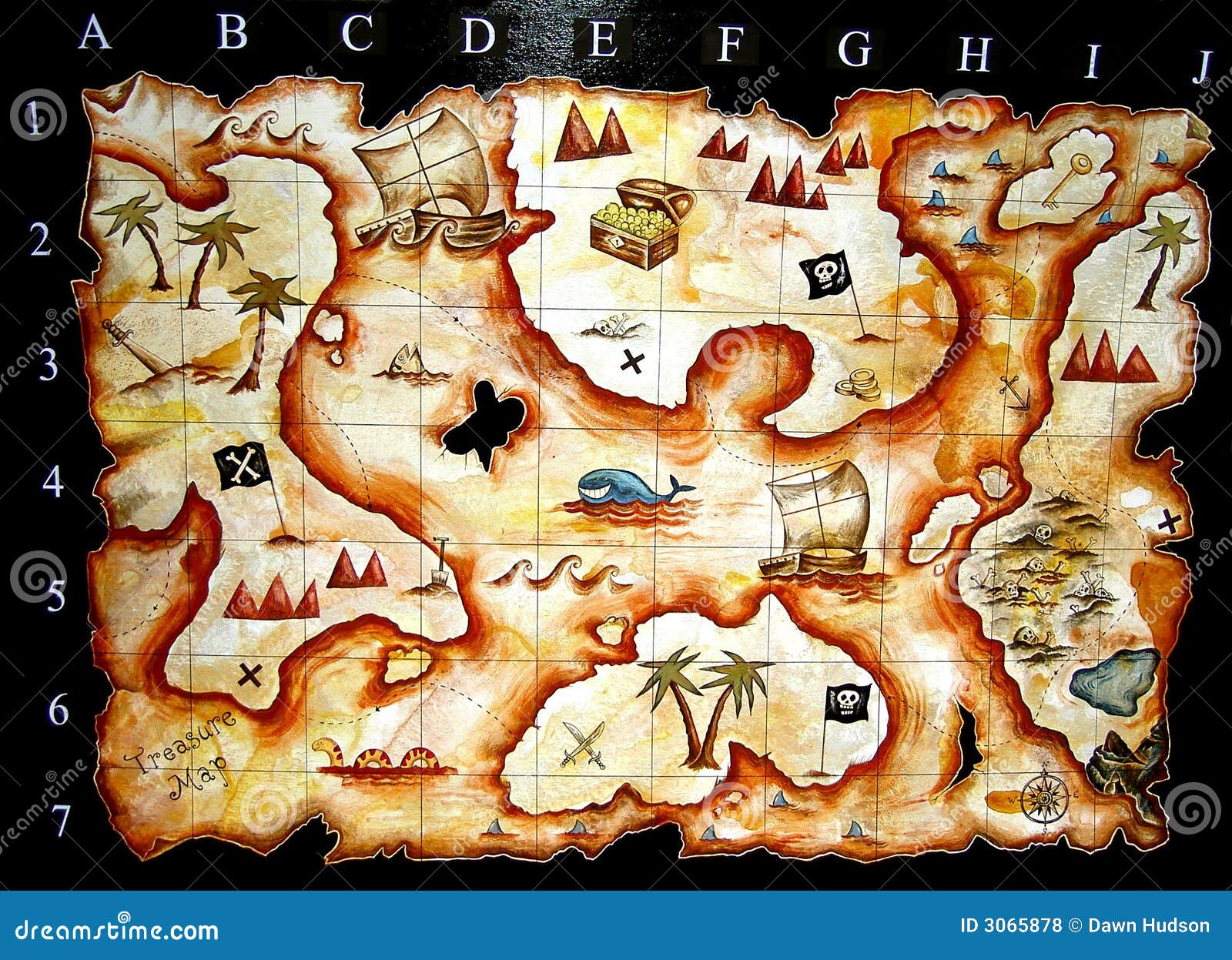 Treasure map stock illustration. Illustration of estuary - 3065878