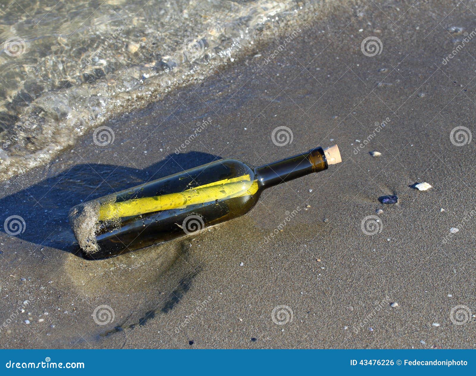 Treasure Map in the Bottle on the Shore of the Ocean Stock Photo ...