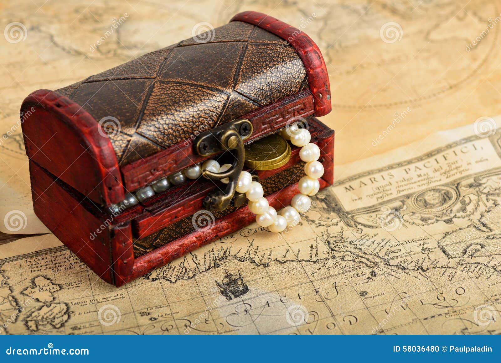 Treasure map and chest stock photo. Image of marine, rose - 58036480