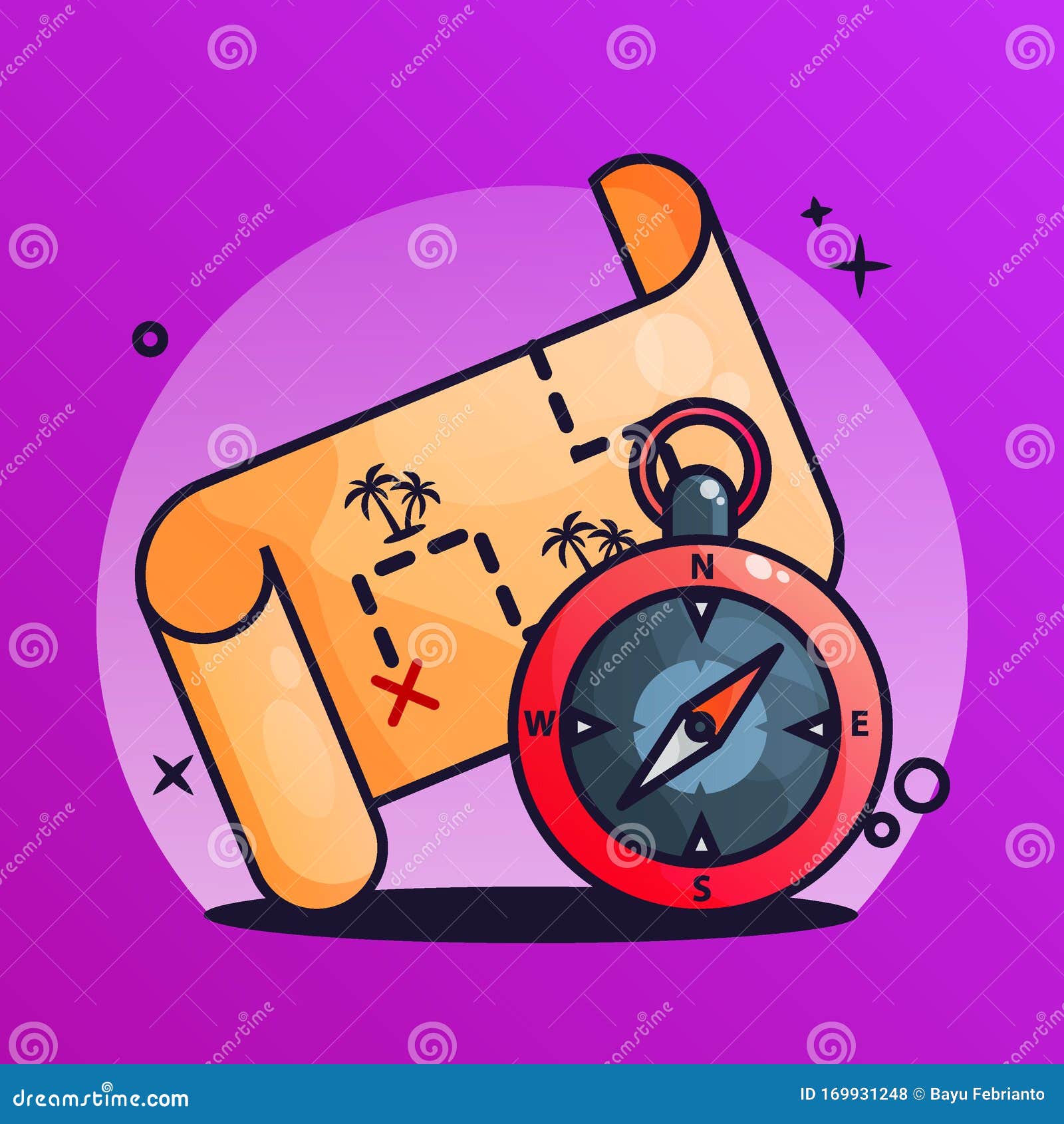 Treasure Map and Compass Gradient Stock Vector - Illustration of ...