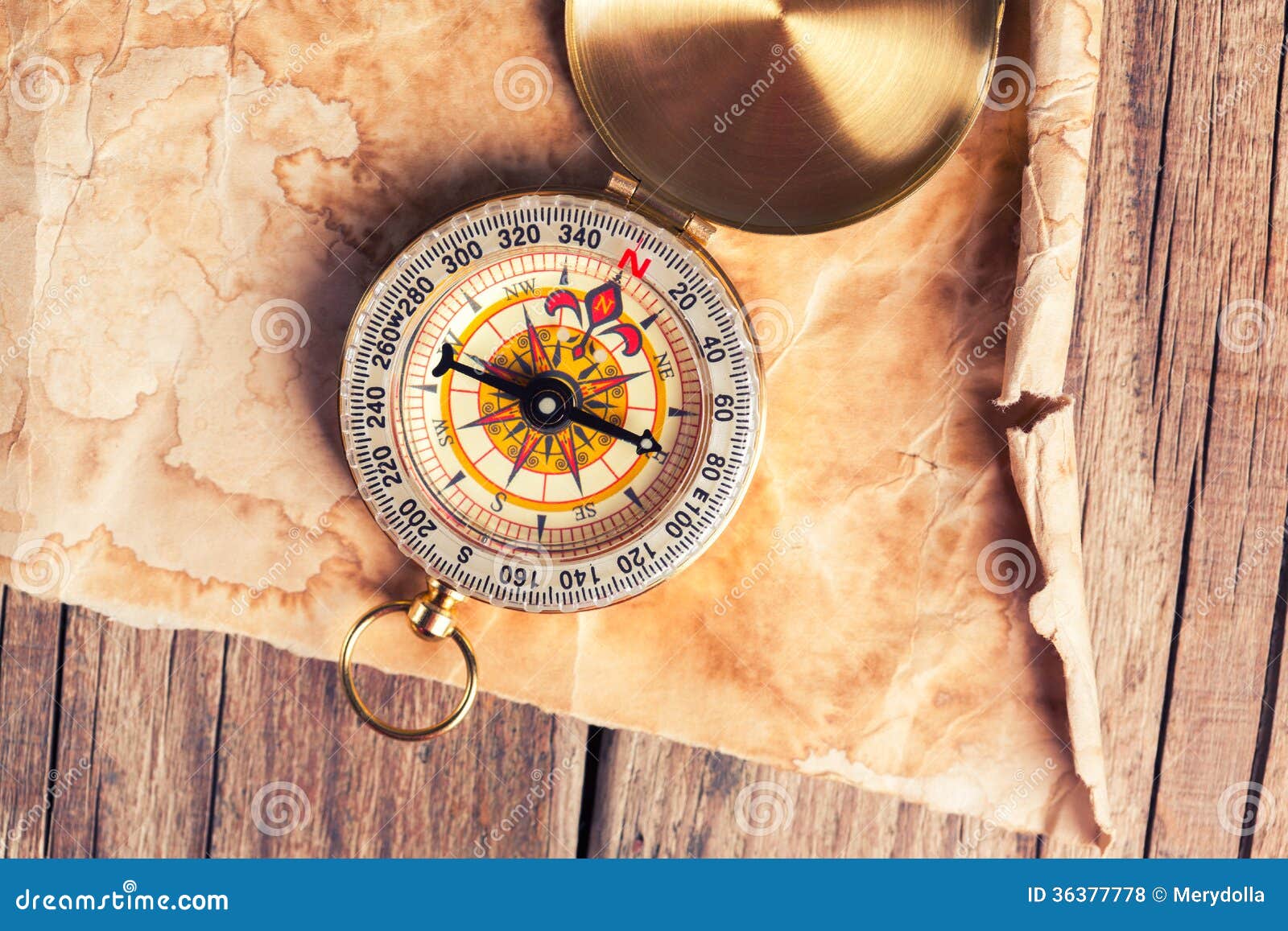 Treasure map with compass stock photo. Image of wrinkled - 36377778