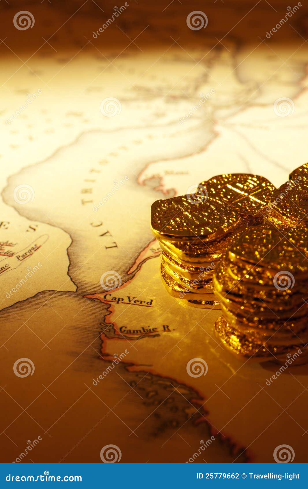 Treasure Map and Doubloons stock photo. Image of doubloons - 25779662