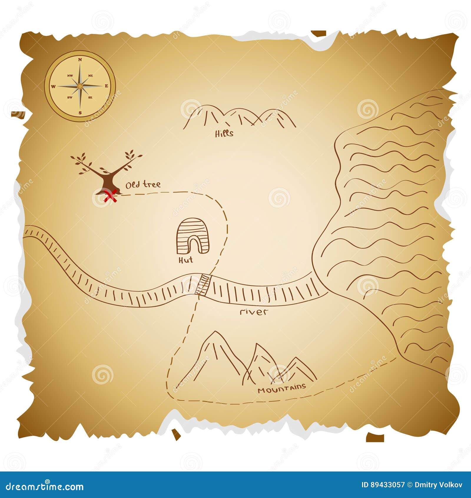 Treasure map stock illustration. Illustration of explore - 89433057