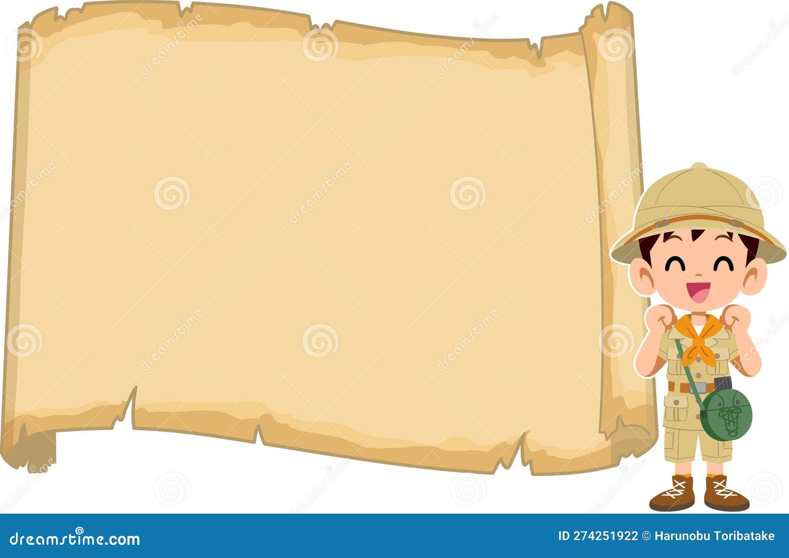 Treasure Map Frame and Excited Boy Stock Vector - Illustration of ...