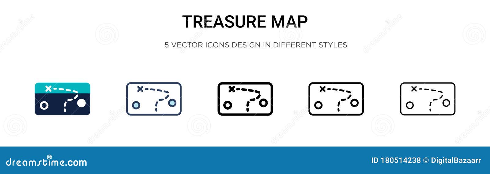 Treasure Map Icon in Filled, Thin Line, Outline and Stroke Style ...