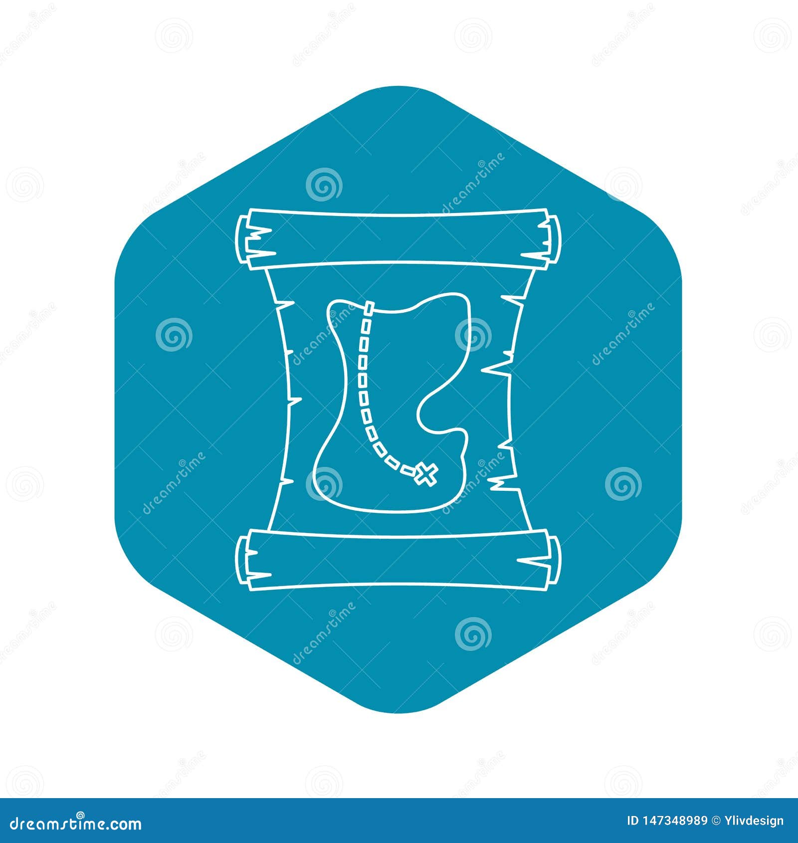 Treasure Map Icon, Outline Style Stock Vector - Illustration of sign ...