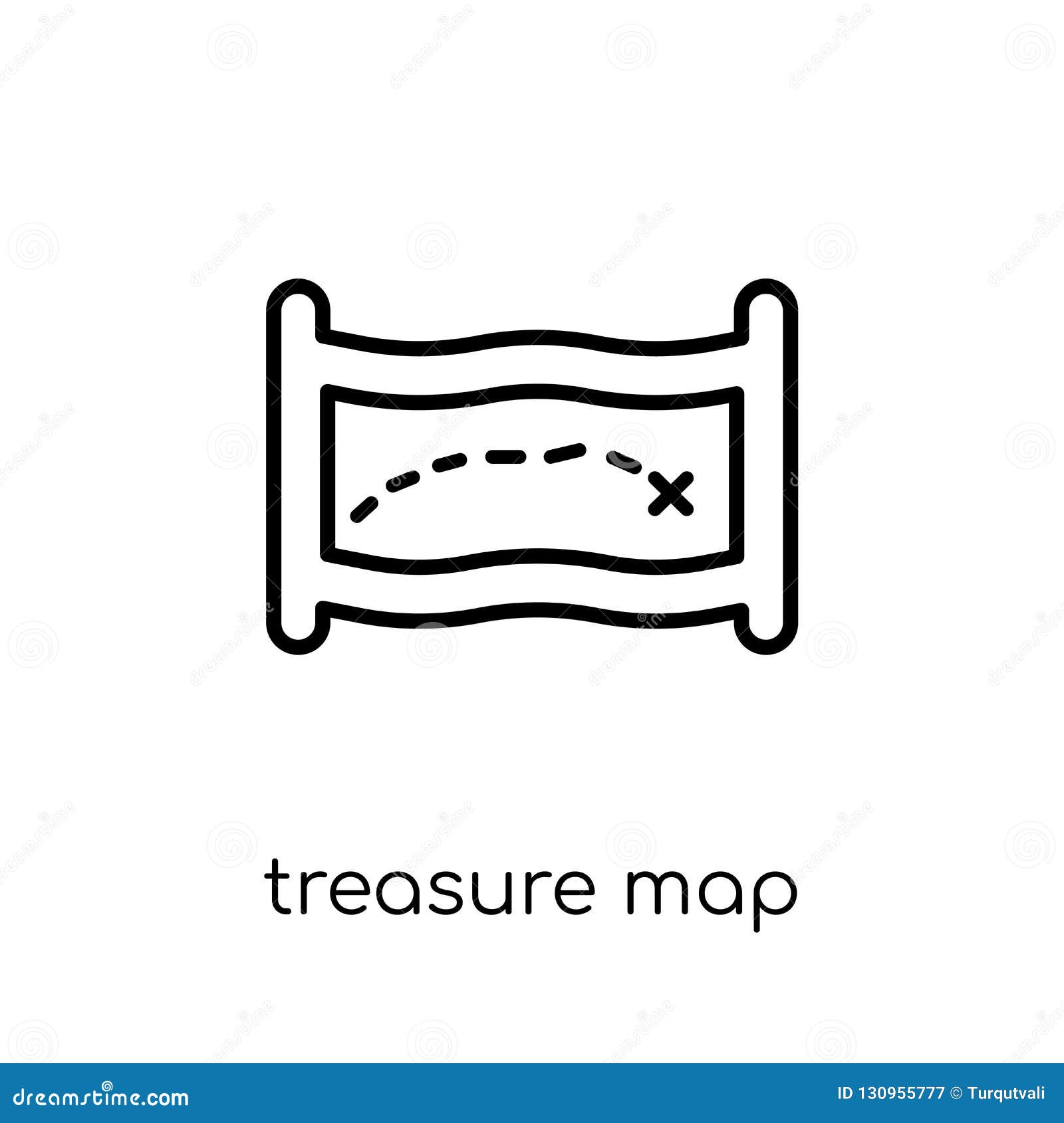 Treasure Map Icon. Trendy Modern Flat Linear Vector Treasure Map Stock ...