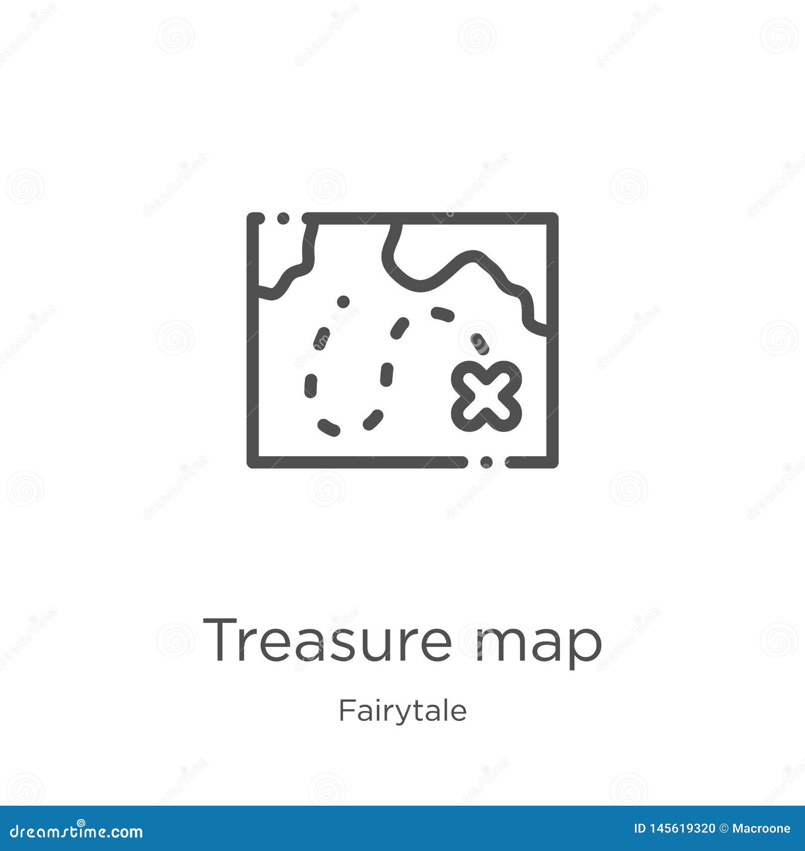 Treasure Map Icon Vector from Fairytale Collection. Thin Line Treasure ...