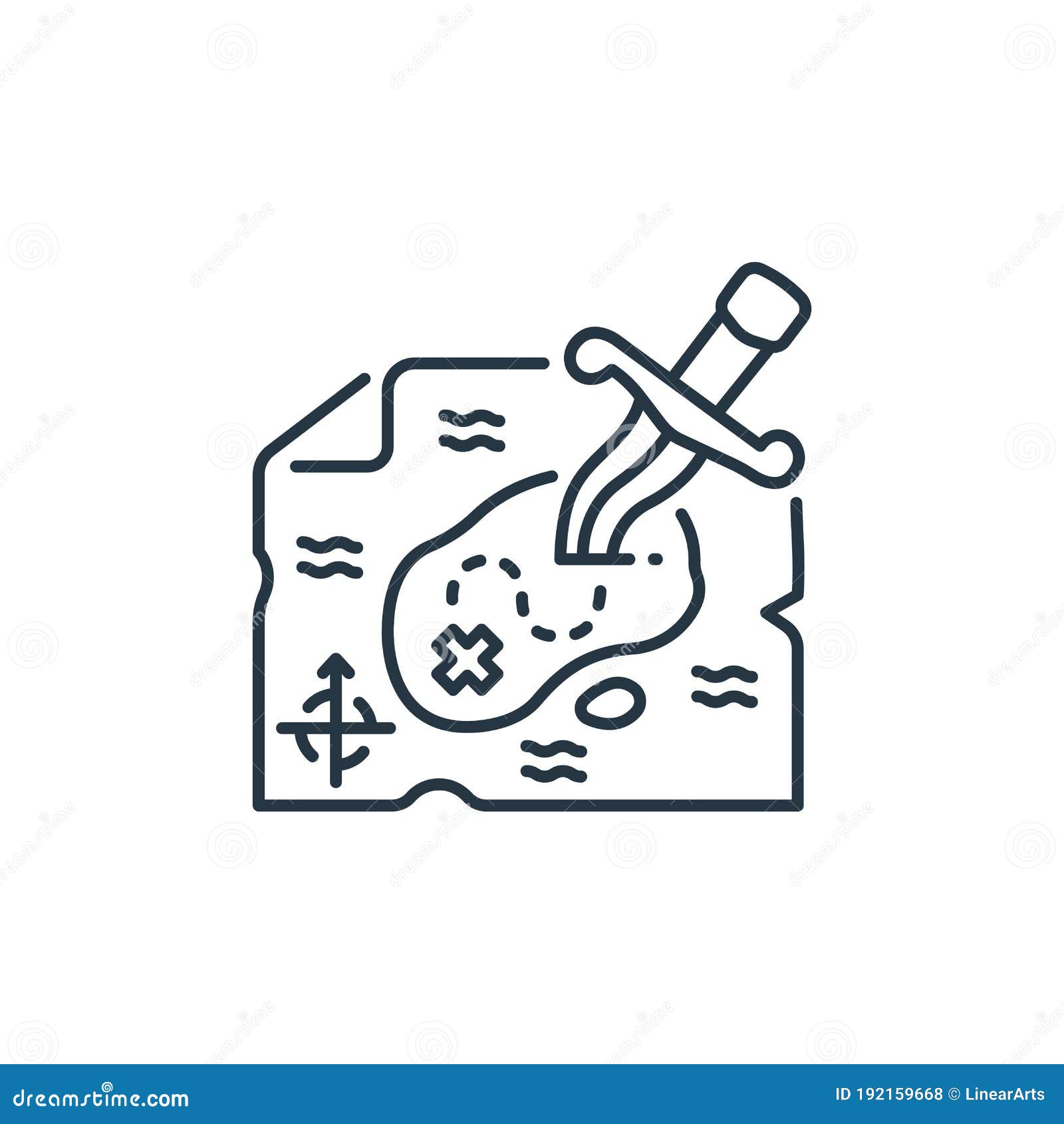 Treasure Map Icon Vector from Pirate Concept. Thin Line Illustration of ...