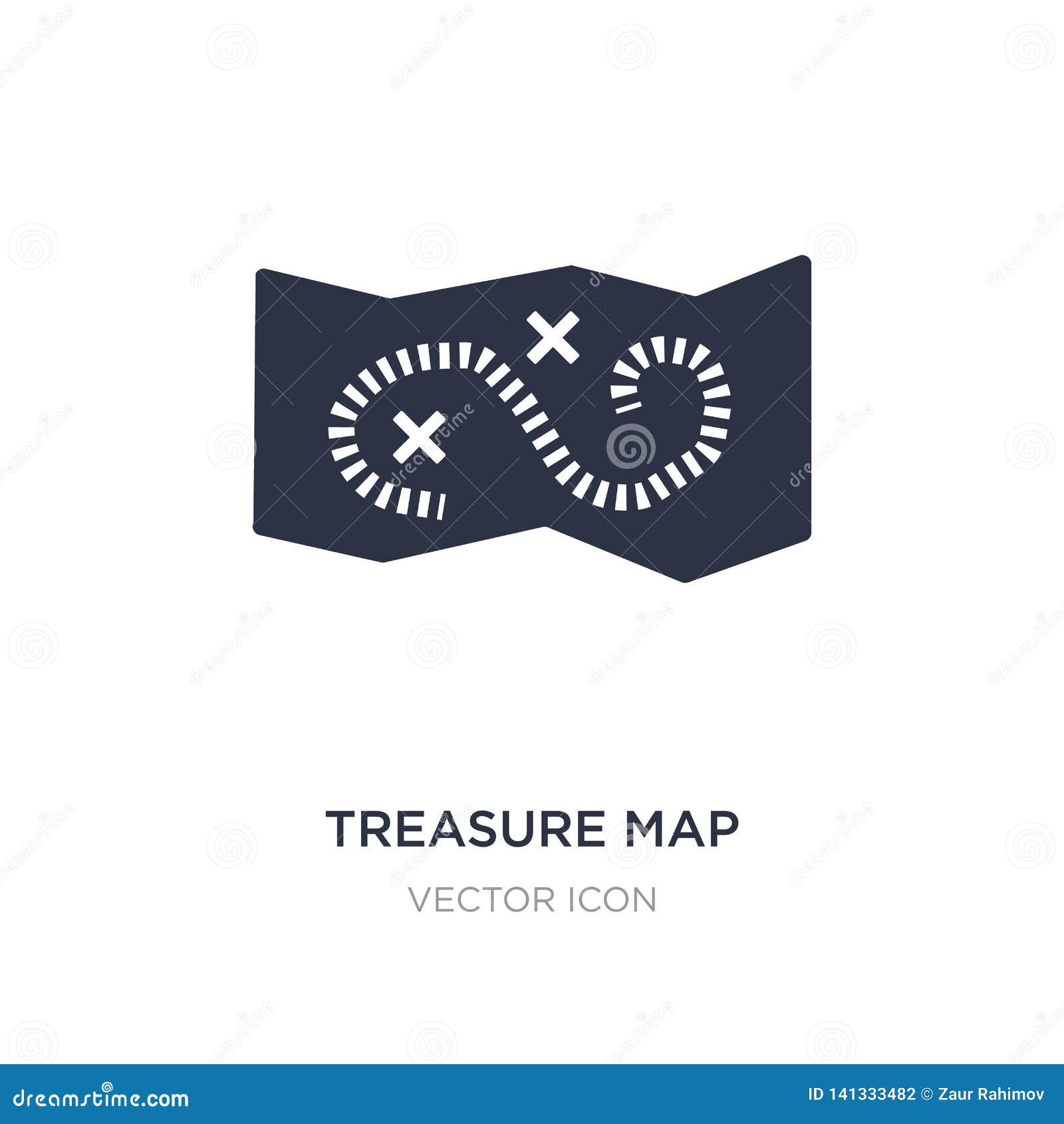 Treasure Map with X Icon on White Background. Simple Element ...